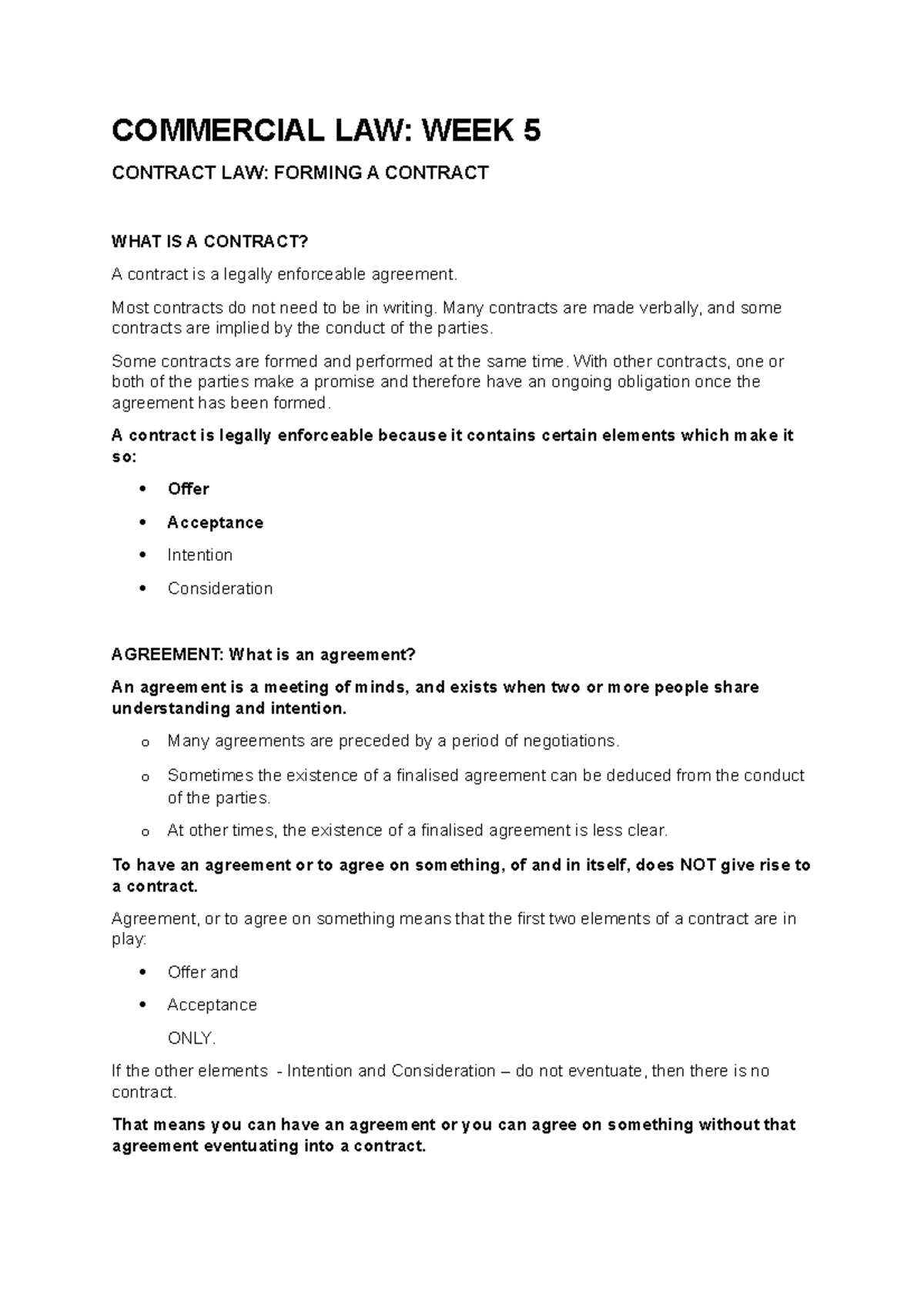 Commercial LAW WEEK 5 - Lecture notes 5 - COMMERCIAL LAW: WEEK 5 ...