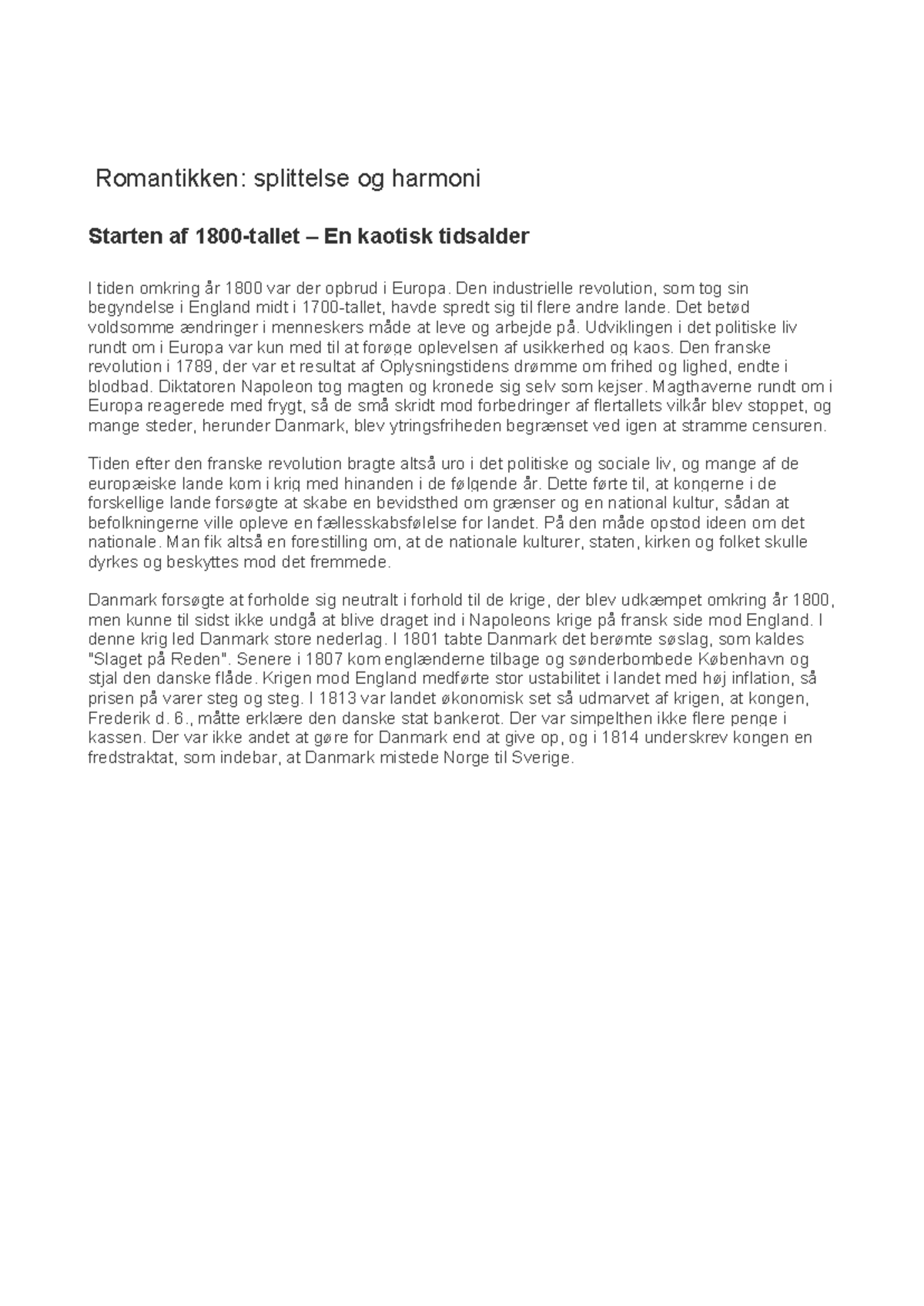 Romantikken splittelse og harmoni - Romantikken: splittelse og harmoni ...