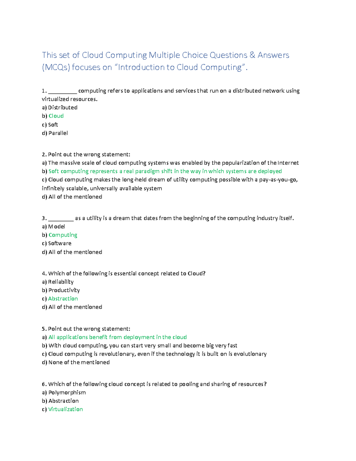 DCM Final QA - This set of Cloud Computing Multiple Choice Questions ...