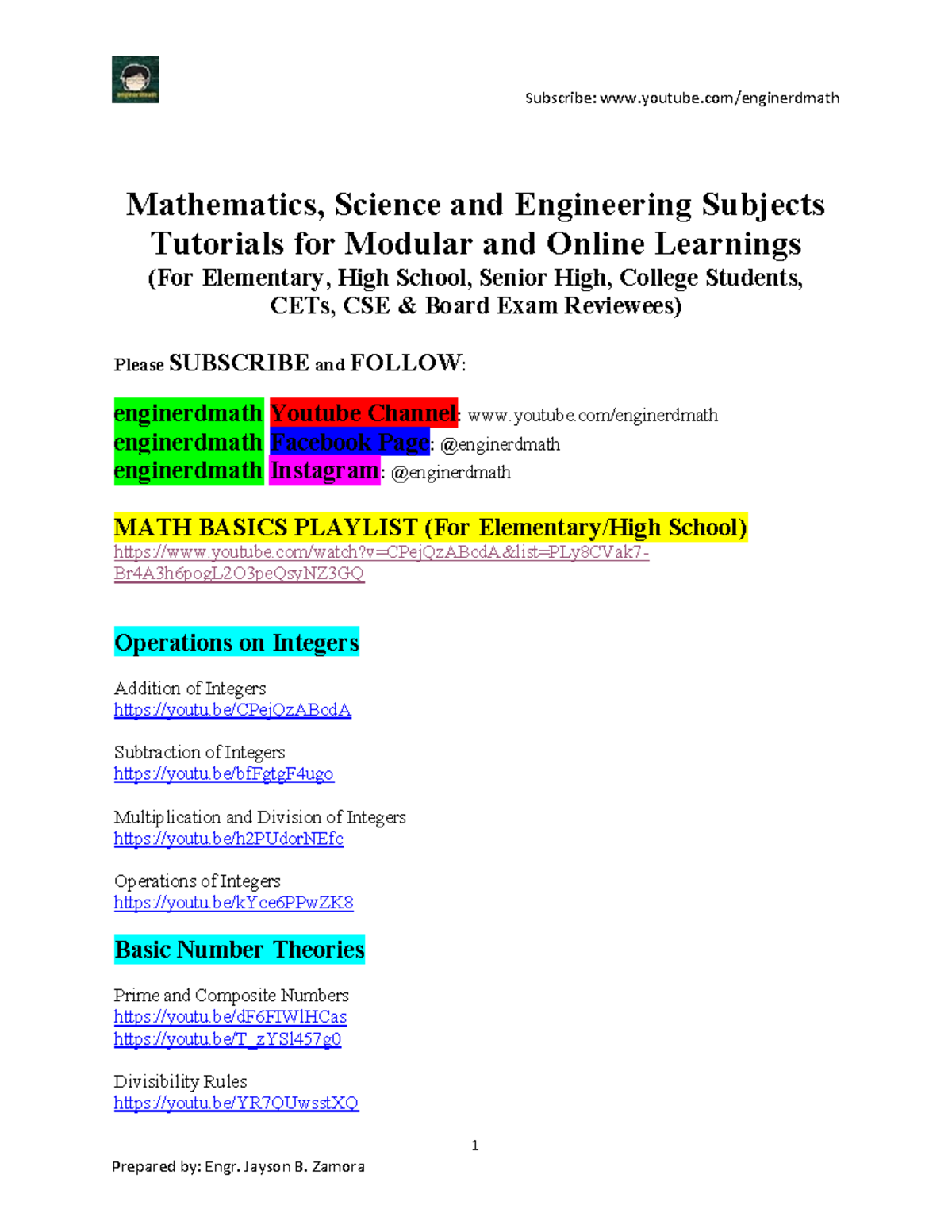Enginerdmath youtube videos lists - 1 Mathematics, Science and ...