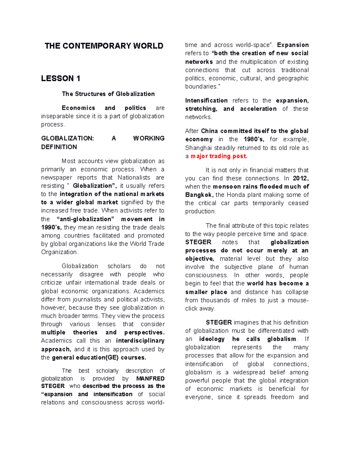 GEC 8 INTRODUCTION MID TERM AND FINAL - THE CONTEMPORARY WORLD LESSON 1 The Structures of - Studocu