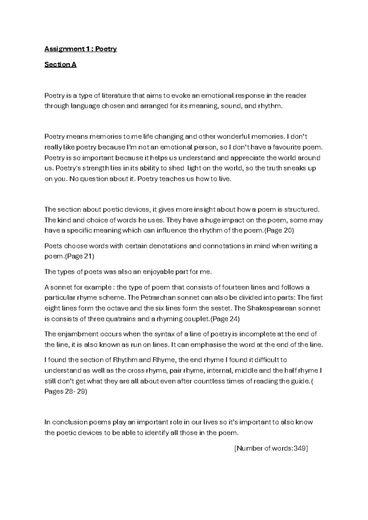 ENG1501 Assignment - Assignment 1 : Poetry Section A Poetry is a type ...