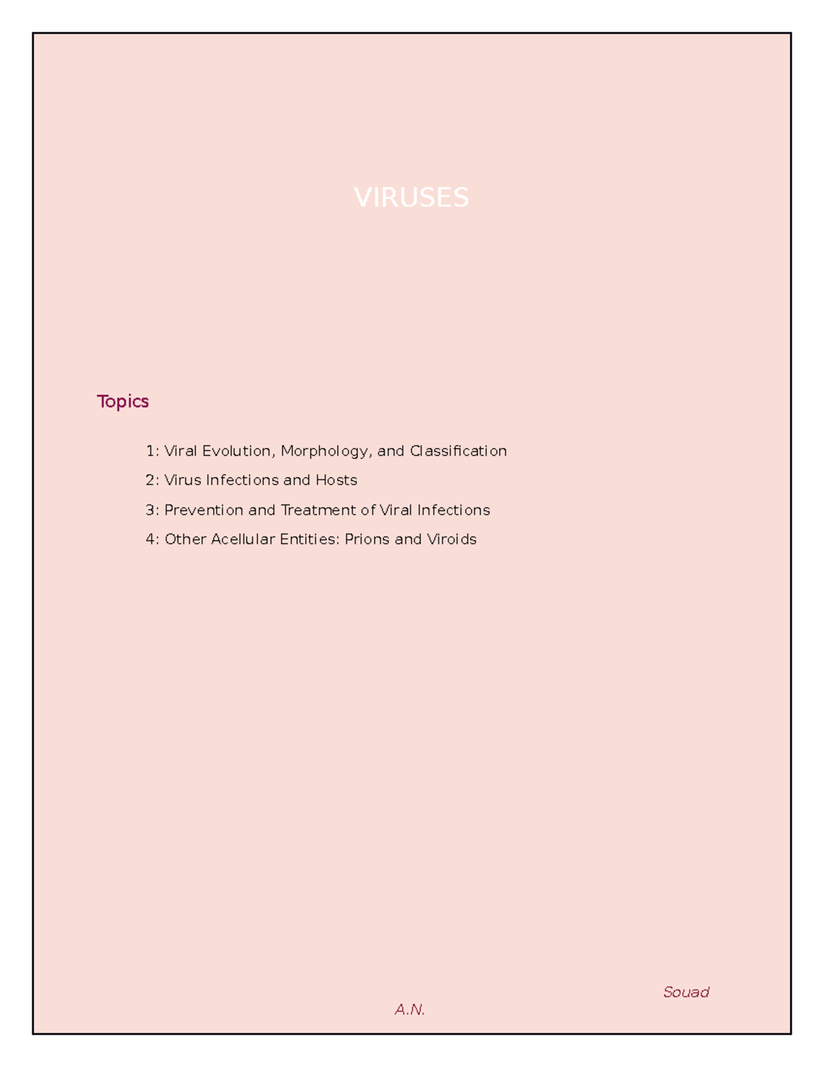 BIOL1122 Notes Chapter 21 - VIRUSES Topics 1: Viral Evolution ...