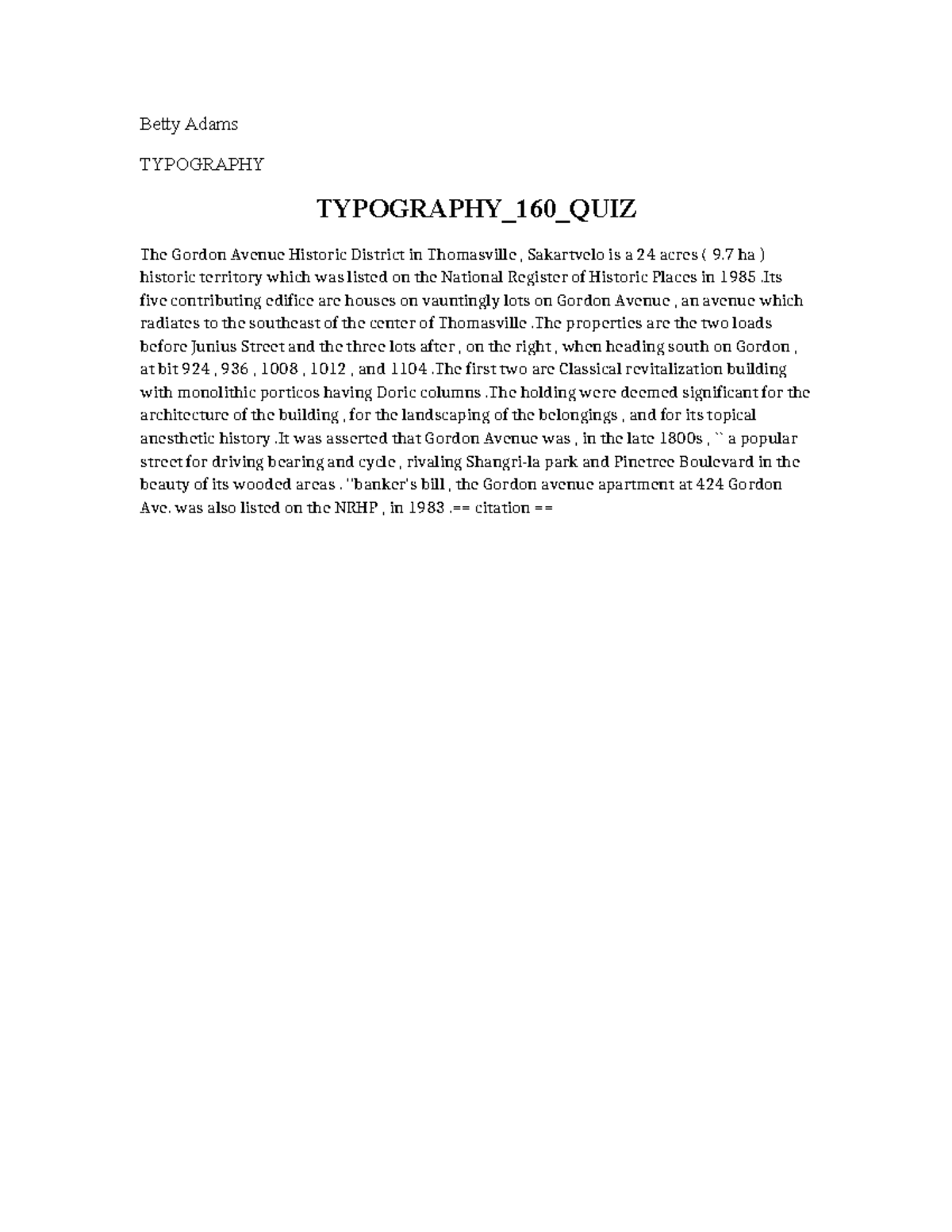Typography 160 QUIZ - PLS FOLLOW THE RULES - Betty Adams TYPOGRAPHY ...