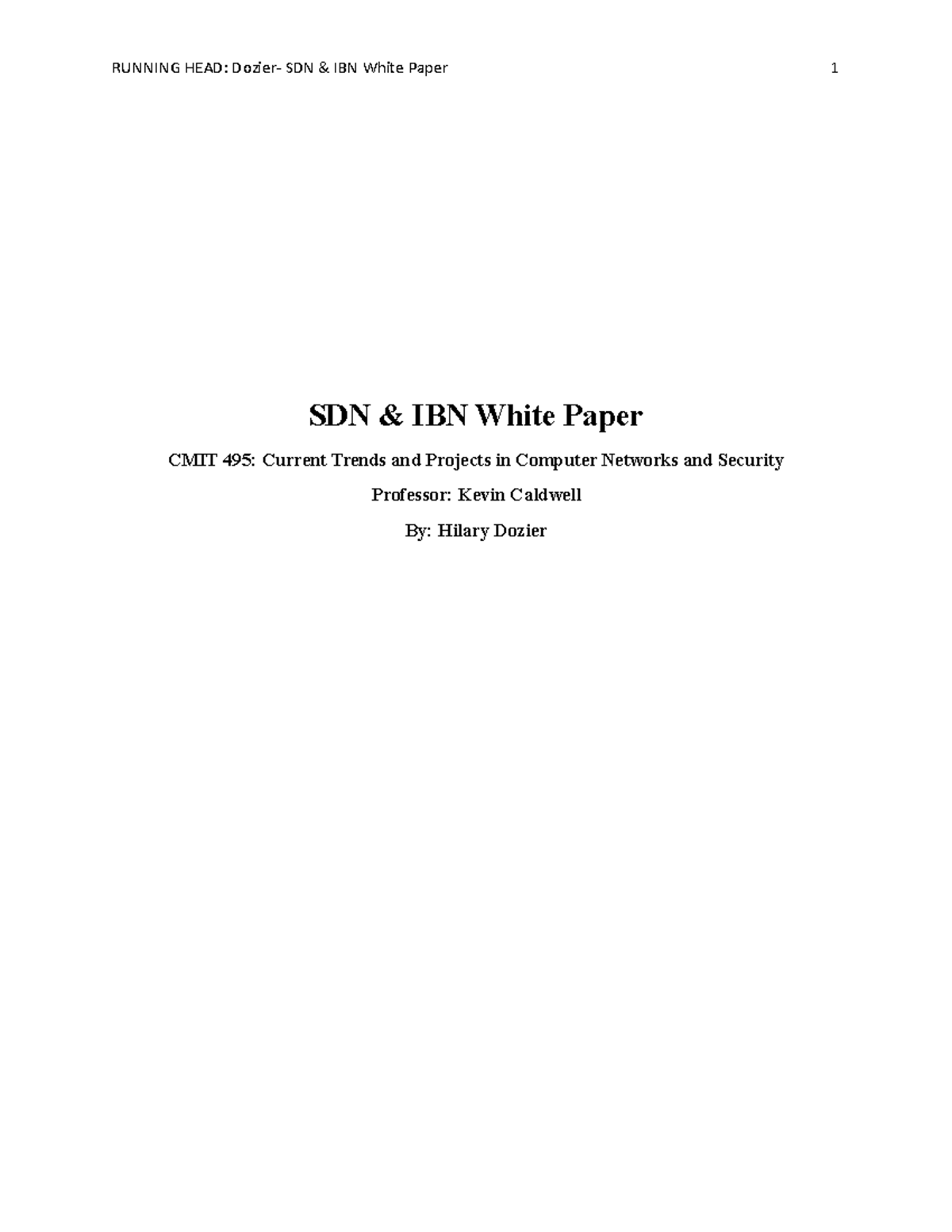SDN & IBN White Paper - Introduction to Networking (SDN) 3 II ...