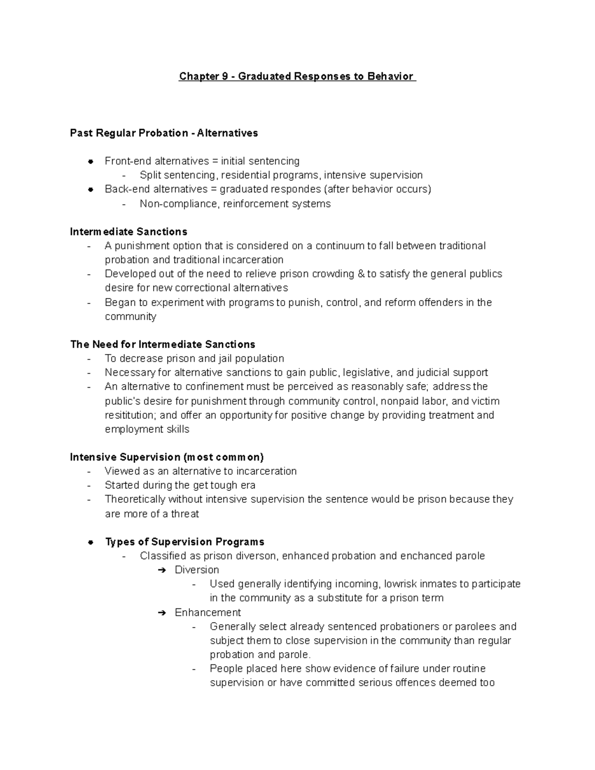 Chapter 9 Notes - Chapter 9 - Graduated Responses to Behavior Past ...