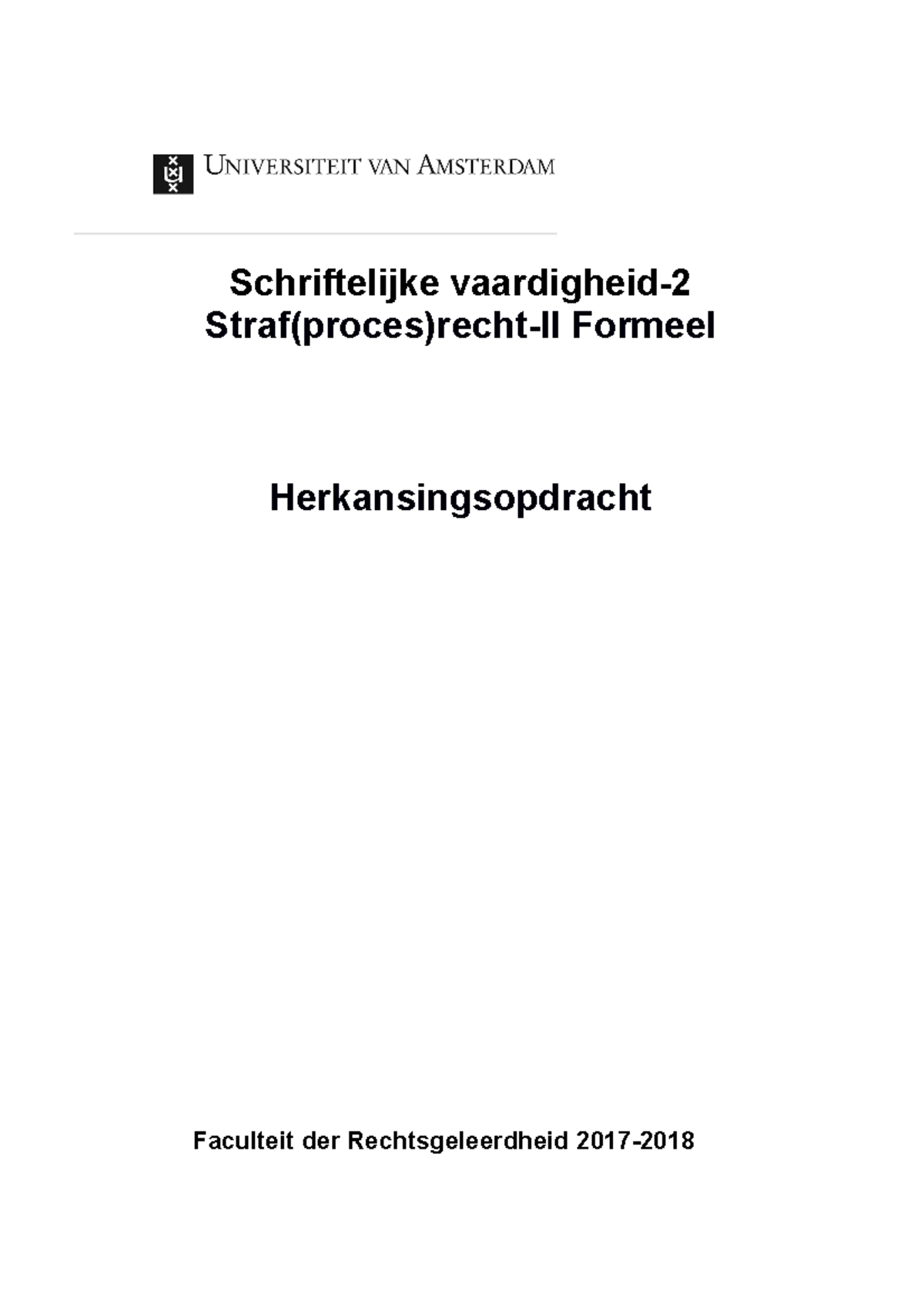 Schriftelijke vaardigheidsopdracht - Schriftelijke vaardigheid-2 Straf ...