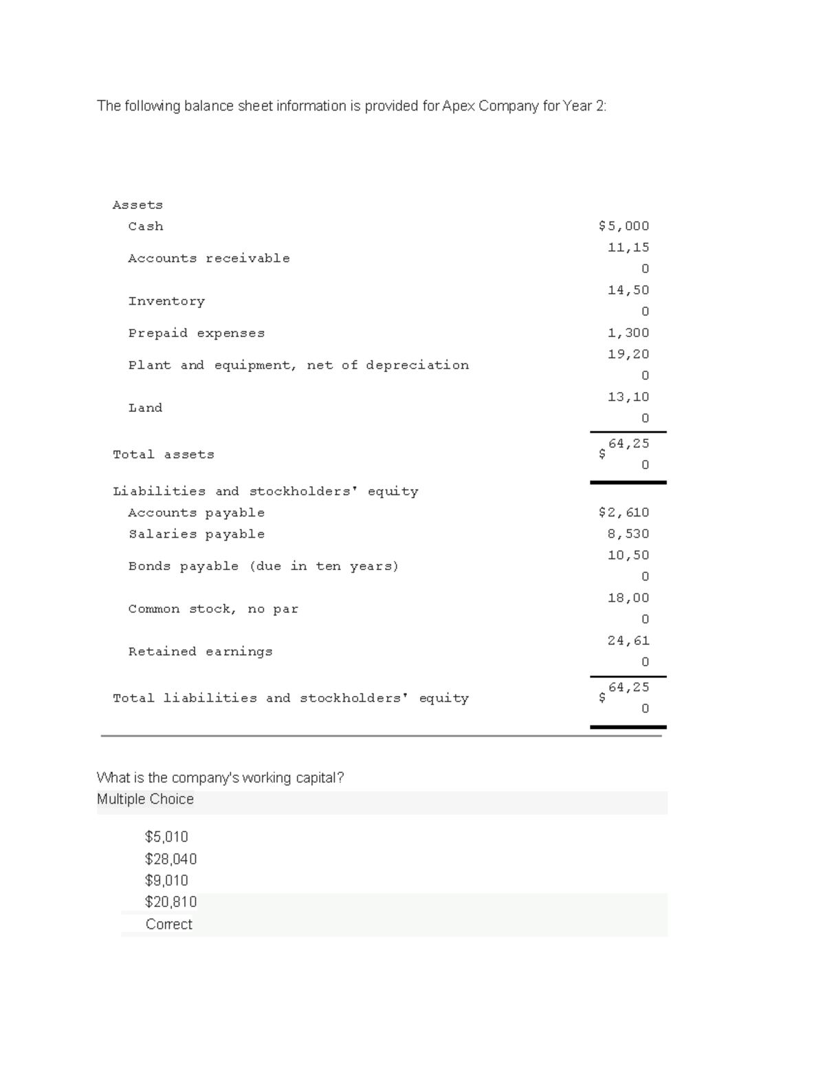 AOL and Final Exam Practice PART 10 - The following balance sheet ...