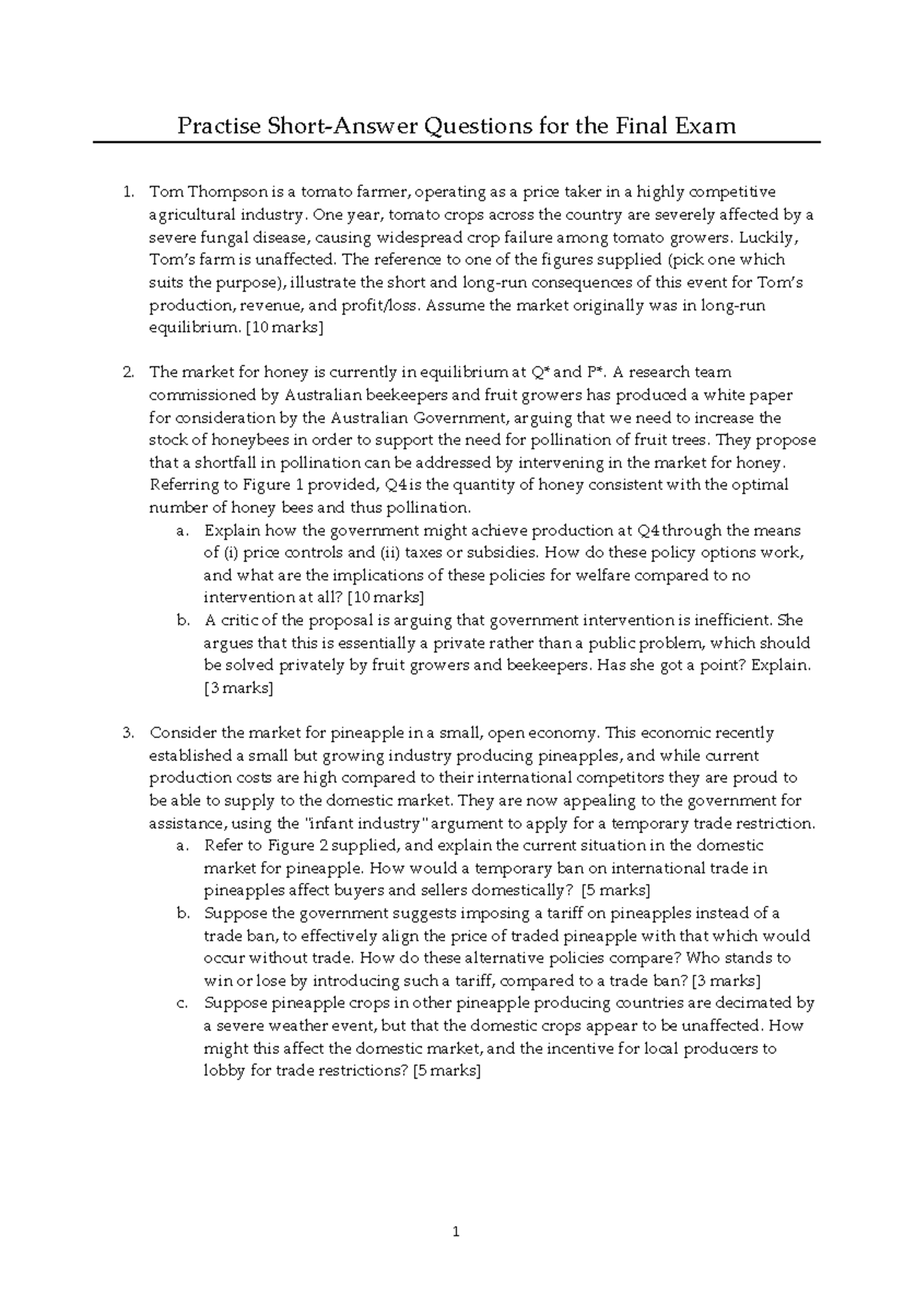 Practise SA questions for final exam - Practise Short-Answer Questions ...