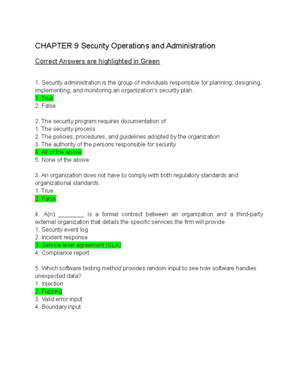 Chapter 9 Assesment - Security Operations and Administration - CHAPTER 9 Security Operations and ...