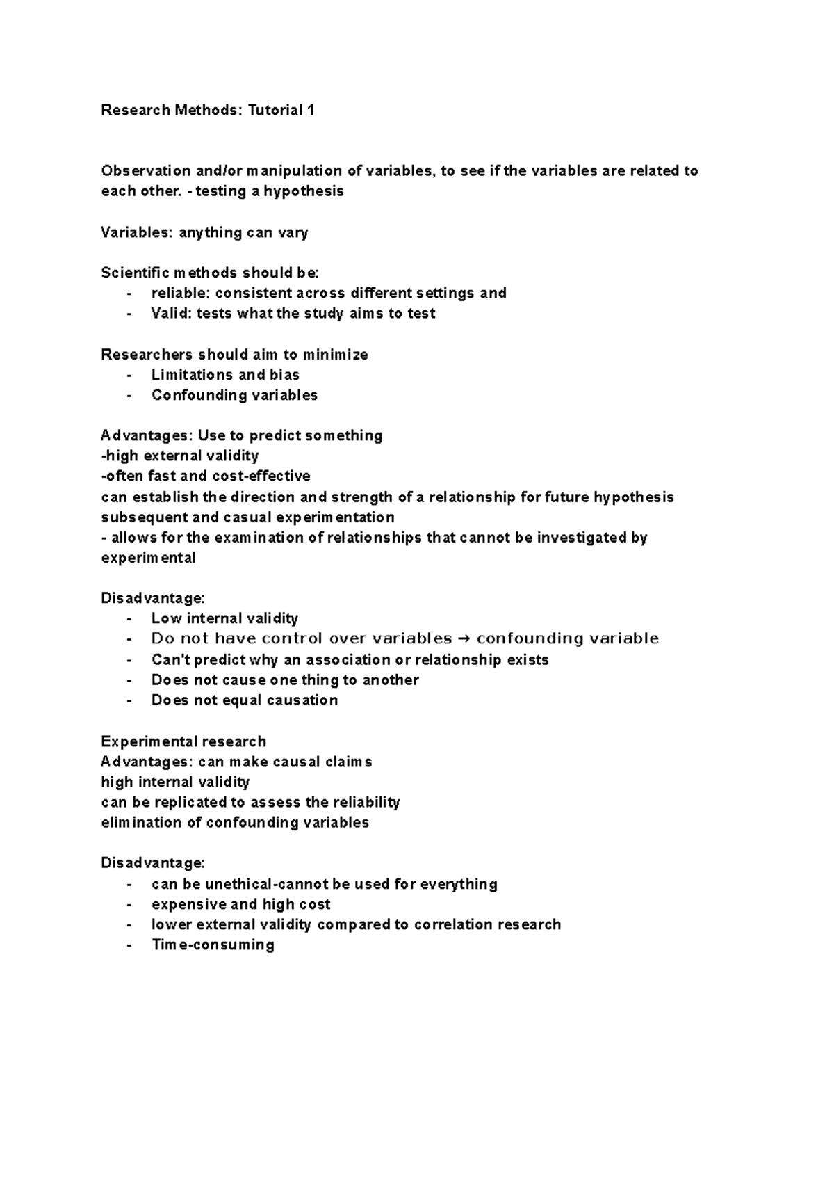 Health PSYC 122-Tutorial - Research Methods: Tutorial 1 Observation and ...