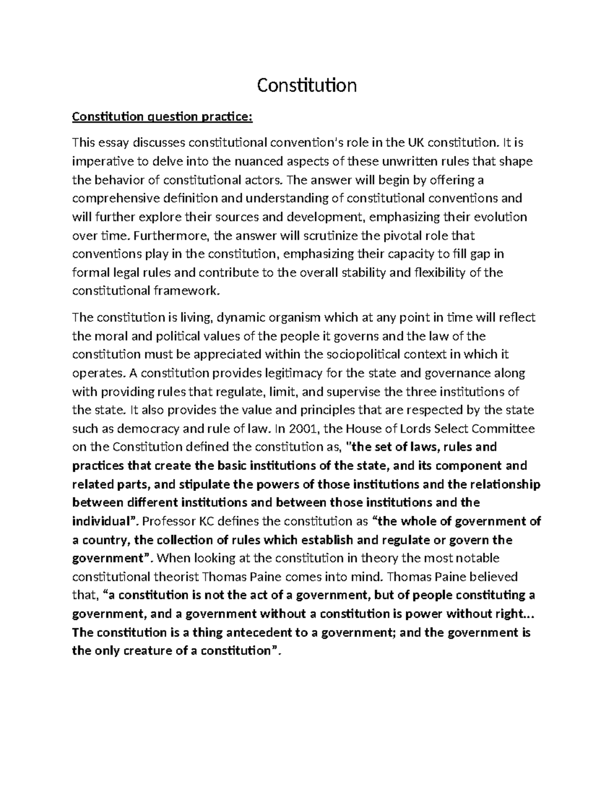 Constitution question practice - Constitution Constitution question ...