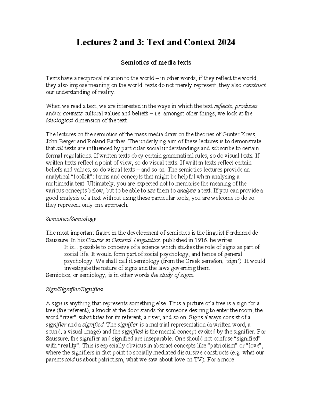 Text And Context 2024-2+3 - Lectures 2 and 3: Text and Context 2024 ...