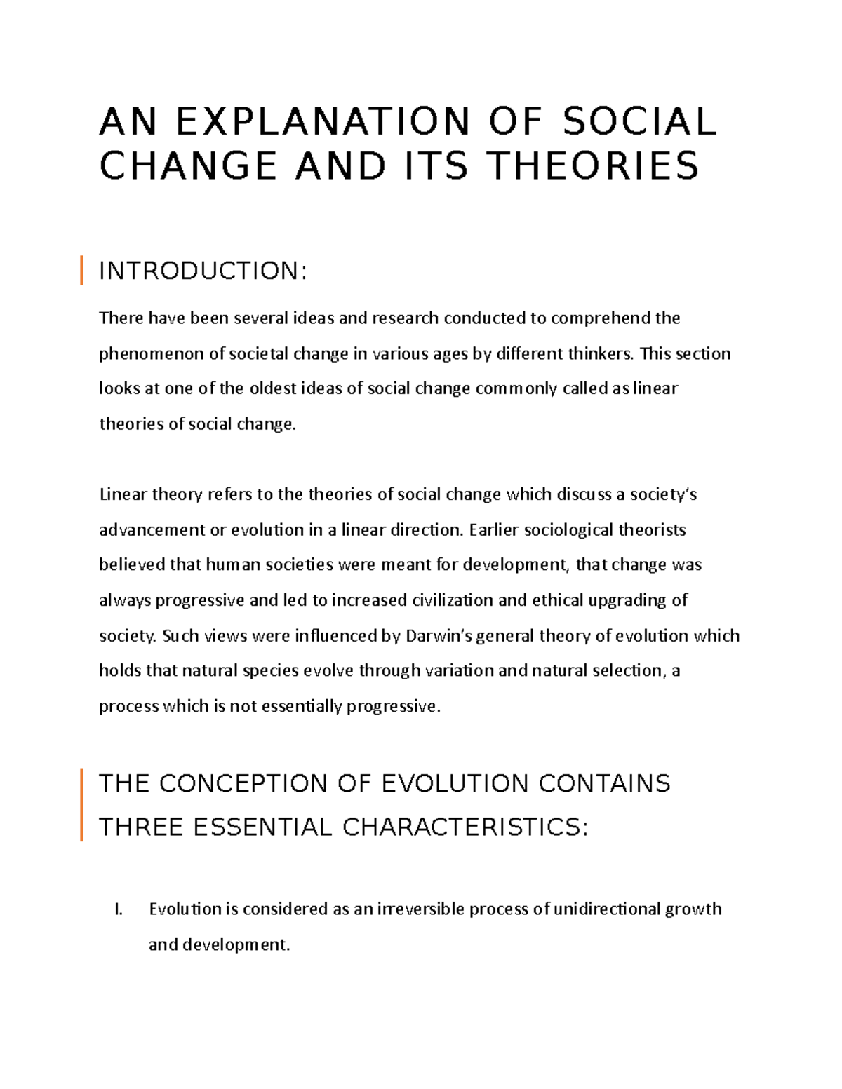 An explanation of social Change and its Theories - B.A. Hons Social ...