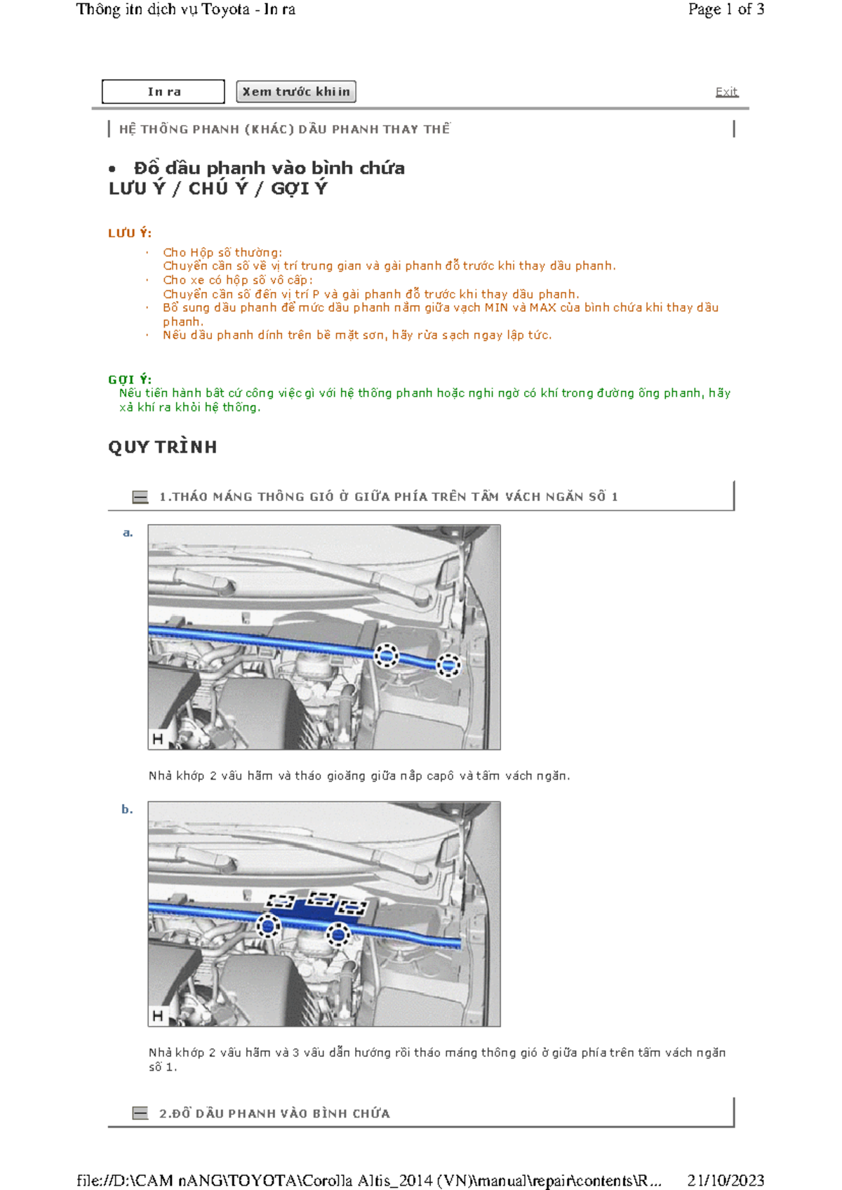 Do dau phanh vao binh chua pdf - Thông itn dịch vụ Toyota - In ra Page 1 of 3 file://D:\CAM ...
