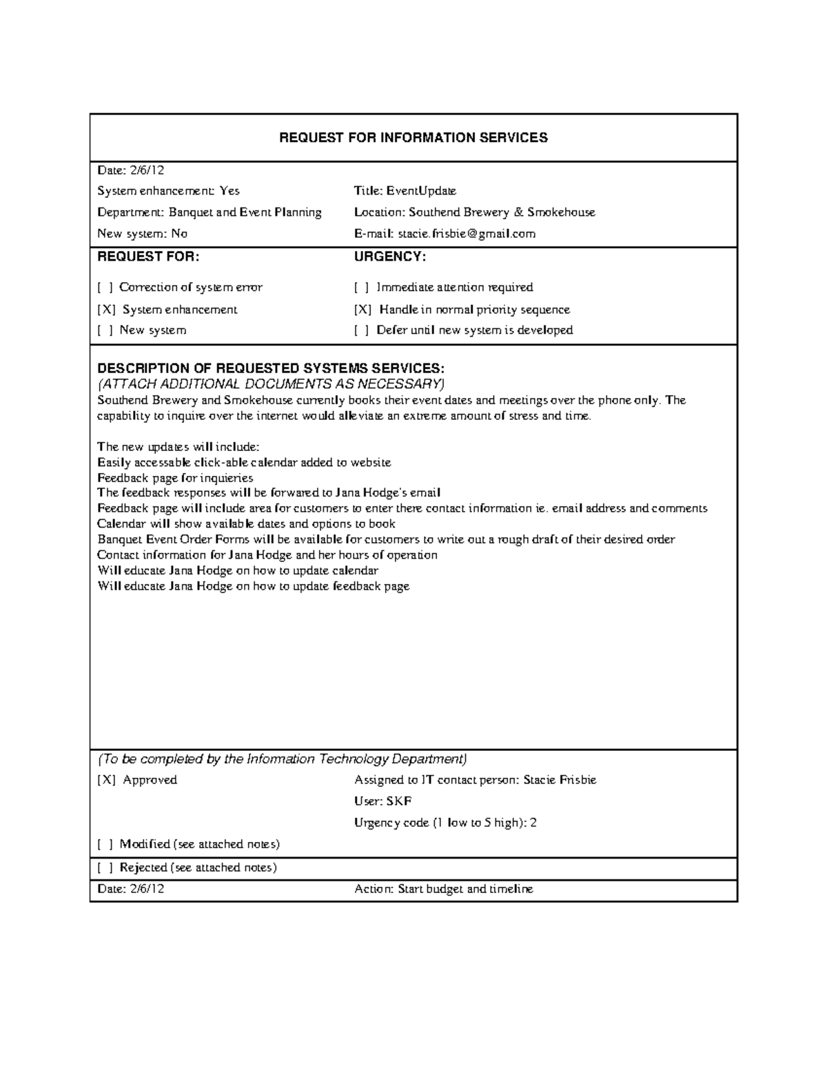 CPT264 Assignment#2 Sample Request for Information Services 2 - REQUEST ...