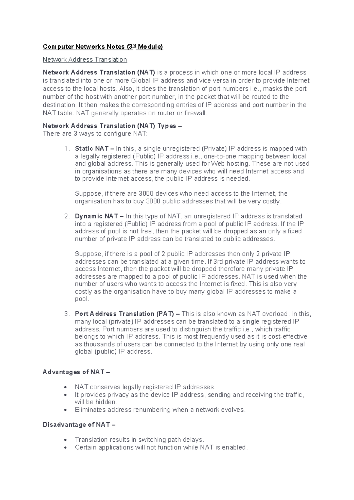 Module 3 part2 - notes - Computer Networks Notes (3rd Module) Network ...