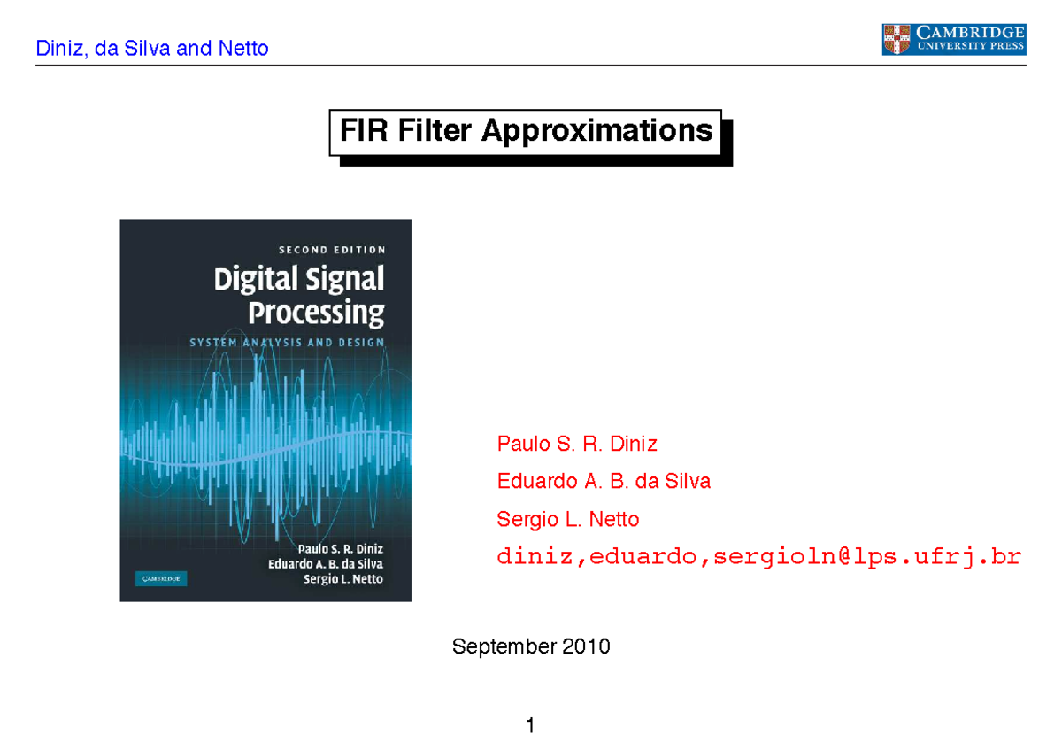 FIR Filter Approximations - FIR Filter Approximations Paulo S. R. Diniz ...