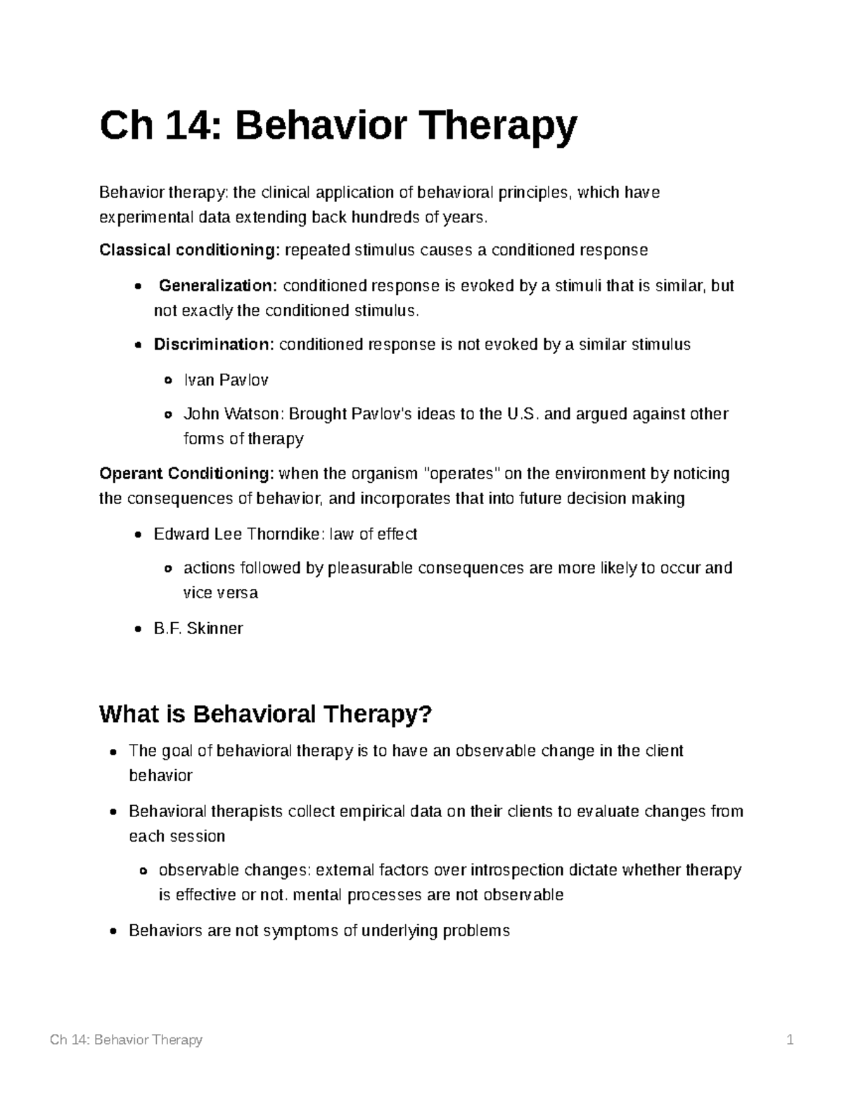 Ch 14 Behavior Therapy - Clinical Psychology - Ch 14: Behavior Therapy ...