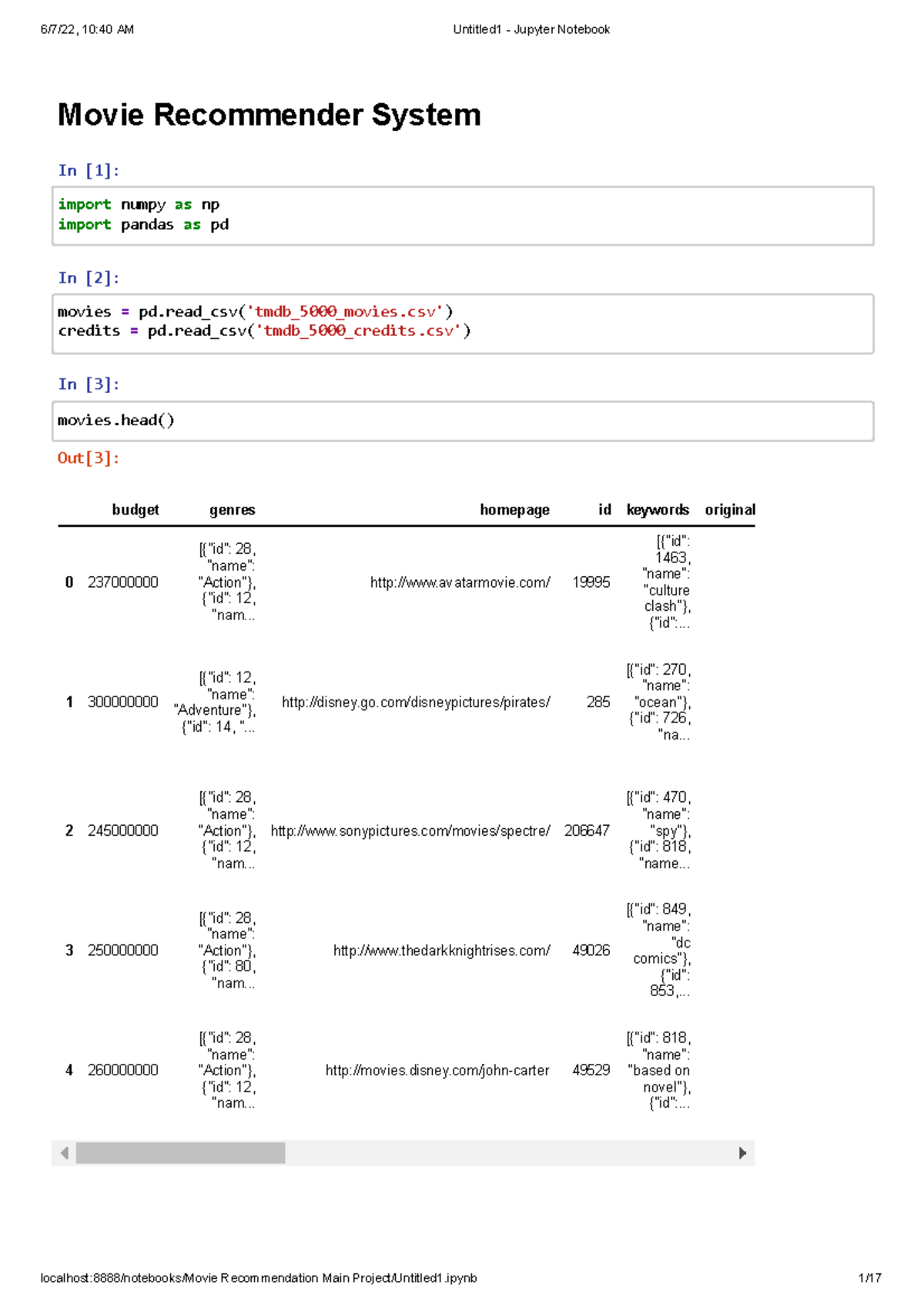 Movie recommender system Jupyter Notebook - Movie Recommender System In ...