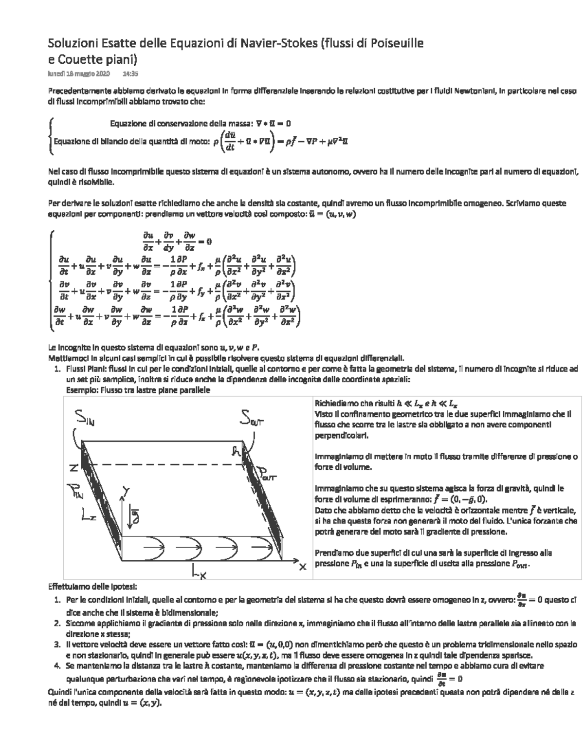 24 - Soluzioni Esatte delle Equazioni di Navier-Stokes (flussi di ...