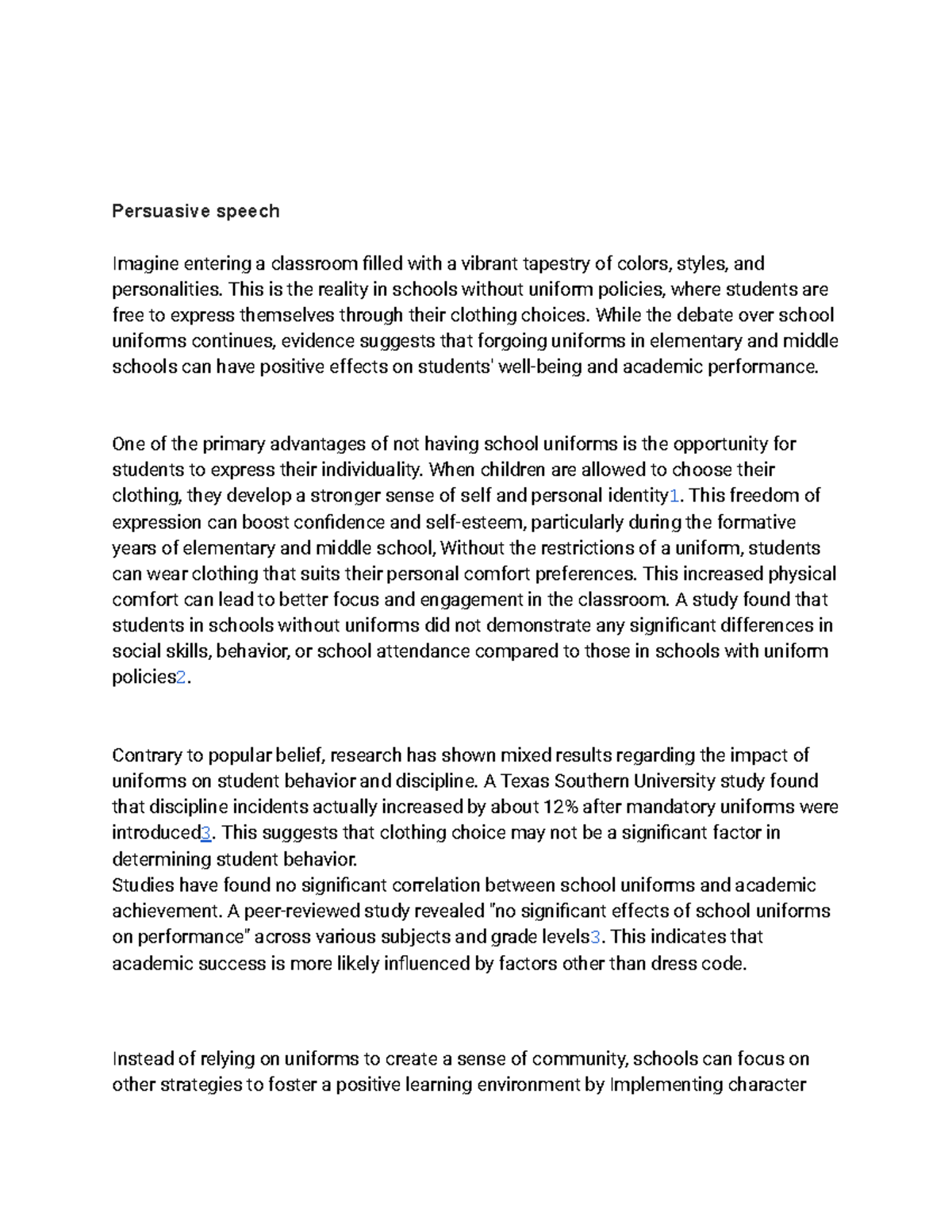 Persuasive speech - Persuasive speech Imagine entering a classroom ...