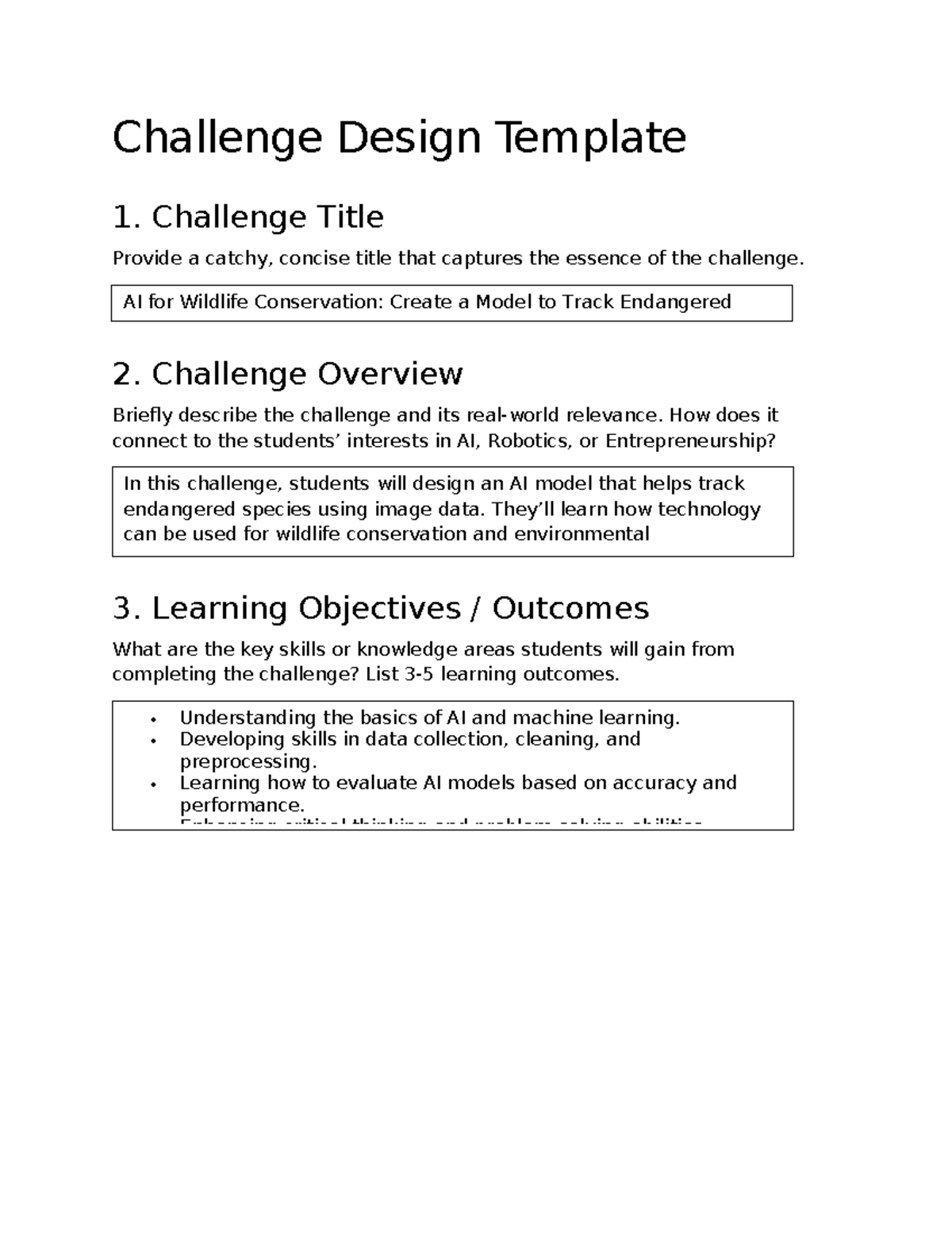 Challenge Design Template (with Examples) - Final v2 - Challenge Design ...