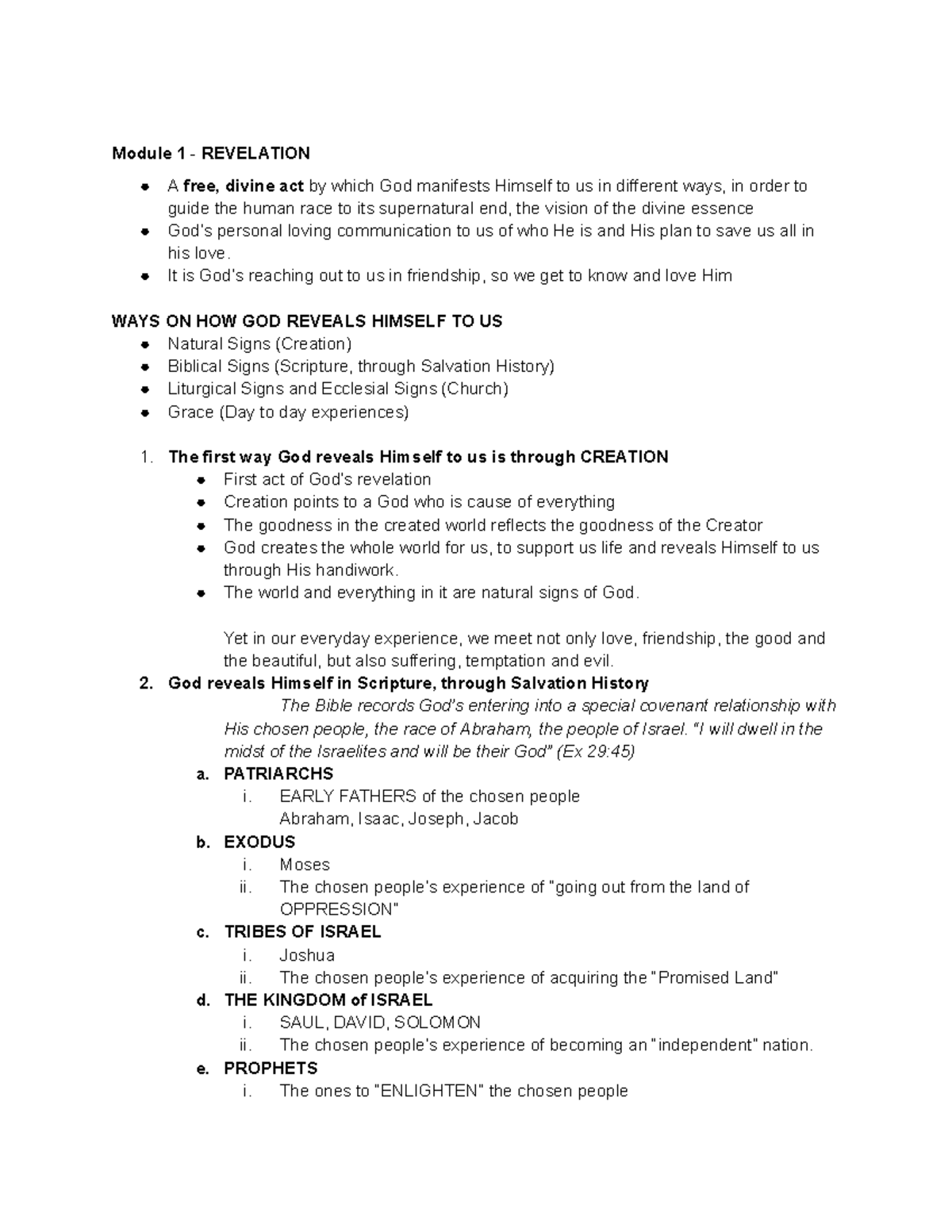 Bibchur - About God. - Module 1 - REVELATION A free, divine act by ...