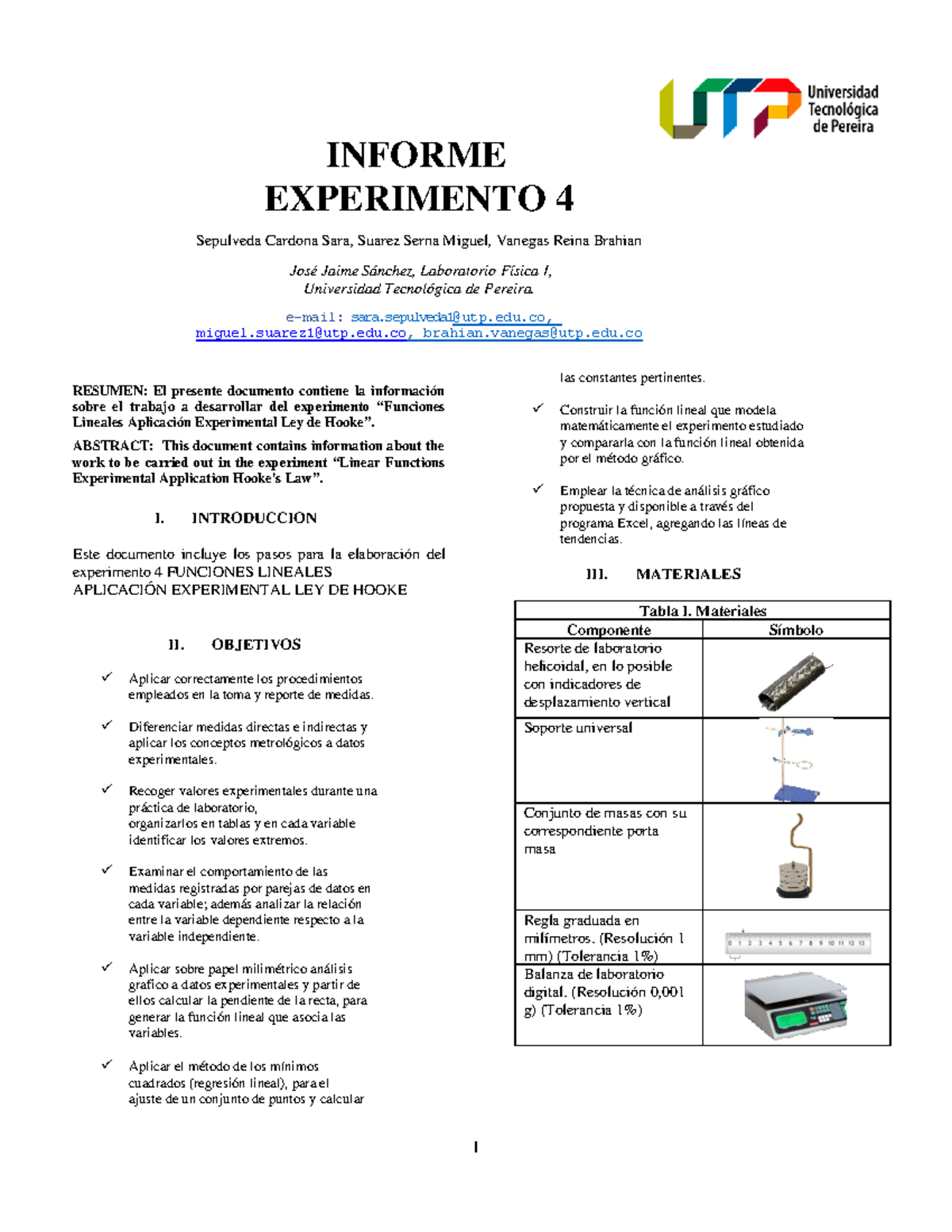 Informe Experimento 4 - INFORME EXPERIMENTO 4 Sepulveda Cardona Sara, Suarez Serna Miguel ...