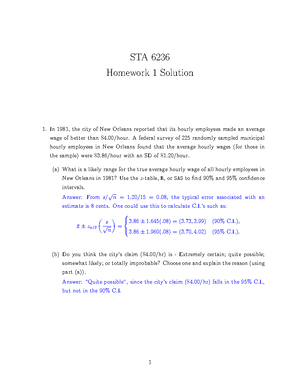 Homework 3 - Helpful practice assignment - STA 6236 Homework 3 Fall 2022 1 Obtaining a 99 ...