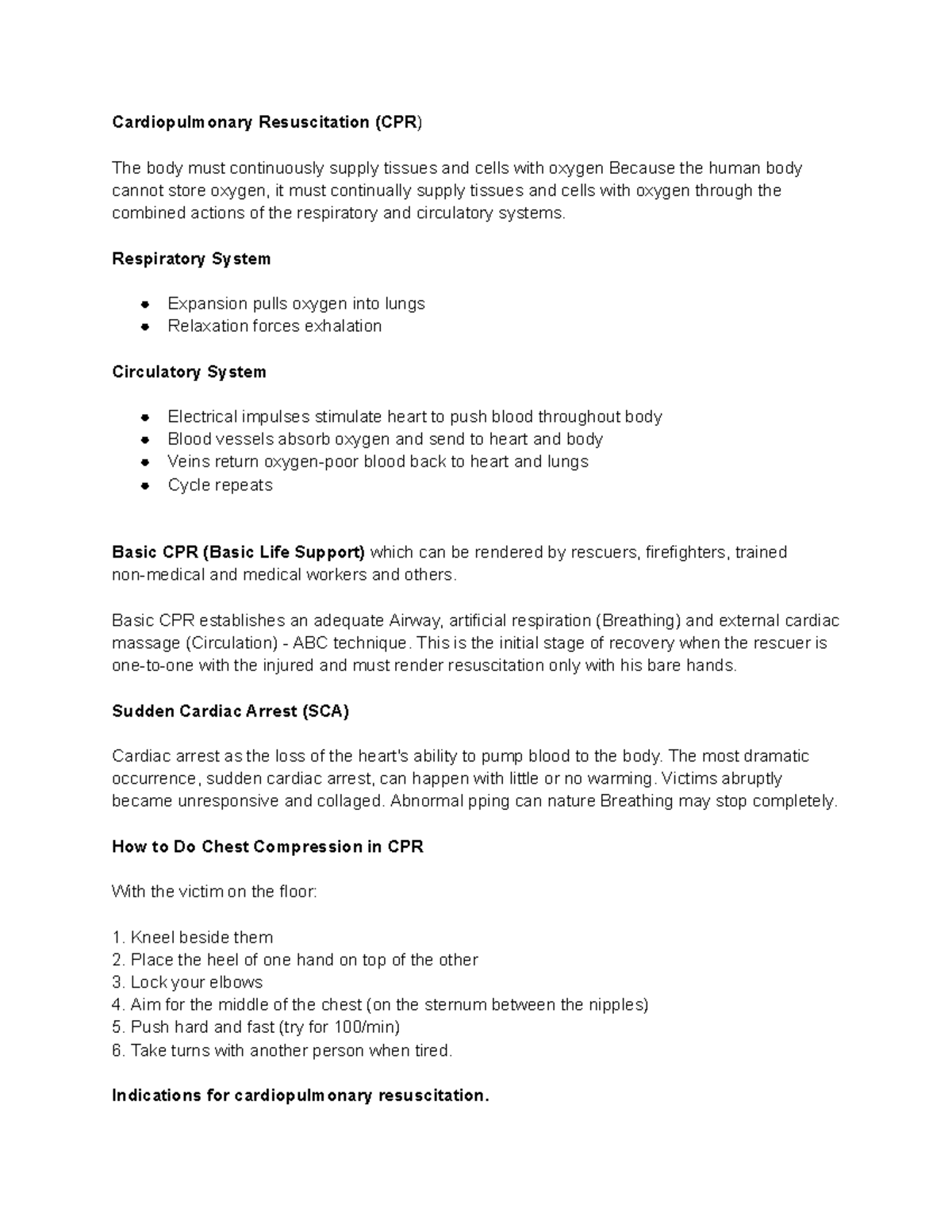 Cardiopulmonary Resuscitation (CPR) - Respiratory System Expansion ...