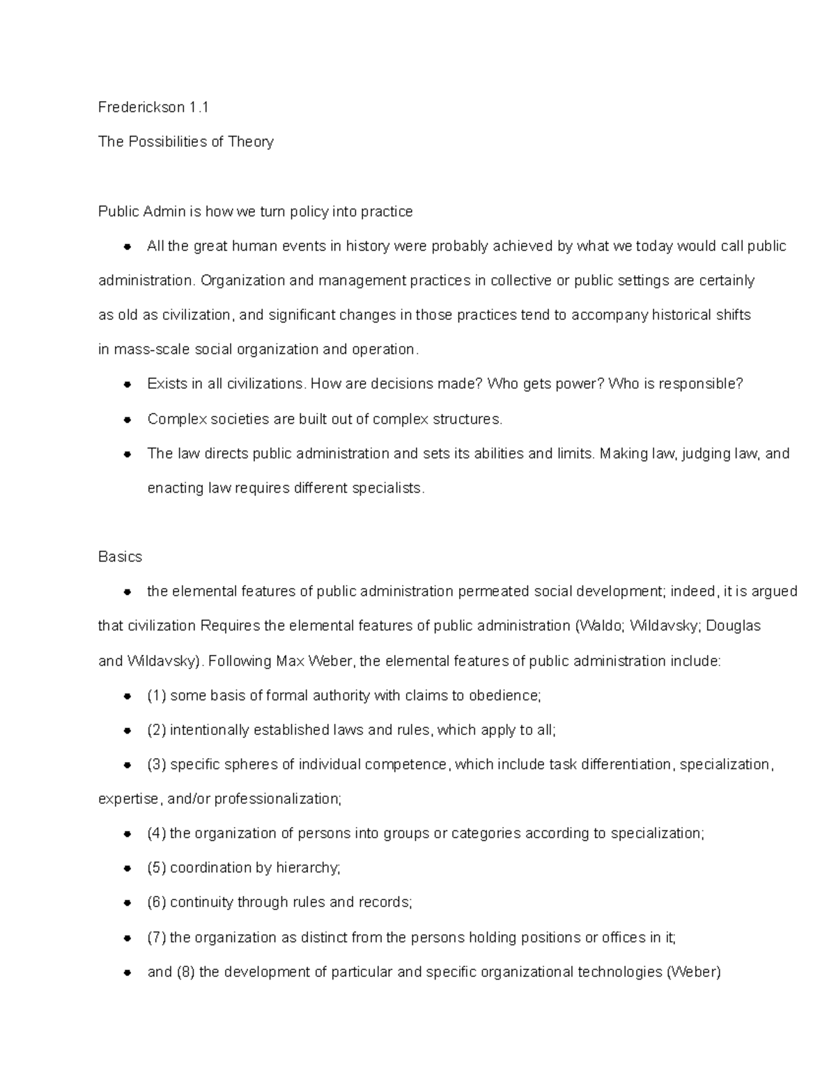 Frederickson 1 - notes on Fredericton chapter 1 - Frederickson 1. The ...