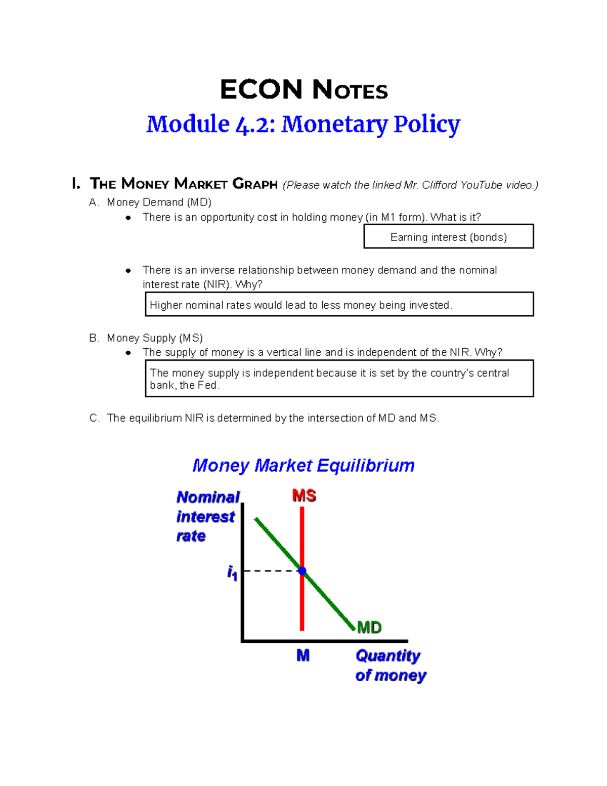 Economics Module 4.2 Notes - ECON NOTES Module 4: Monetary Policy I ...