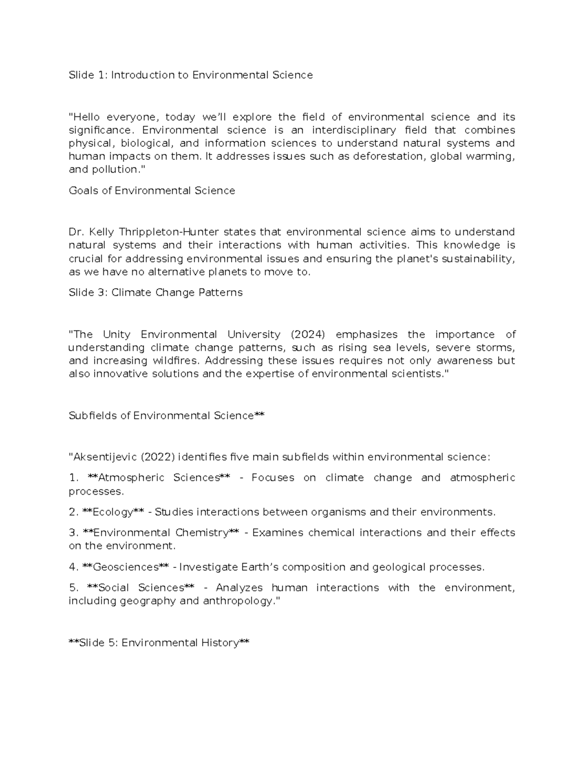 Env sci - Assignment in Environmental Science - Slide 1: Introduction ...