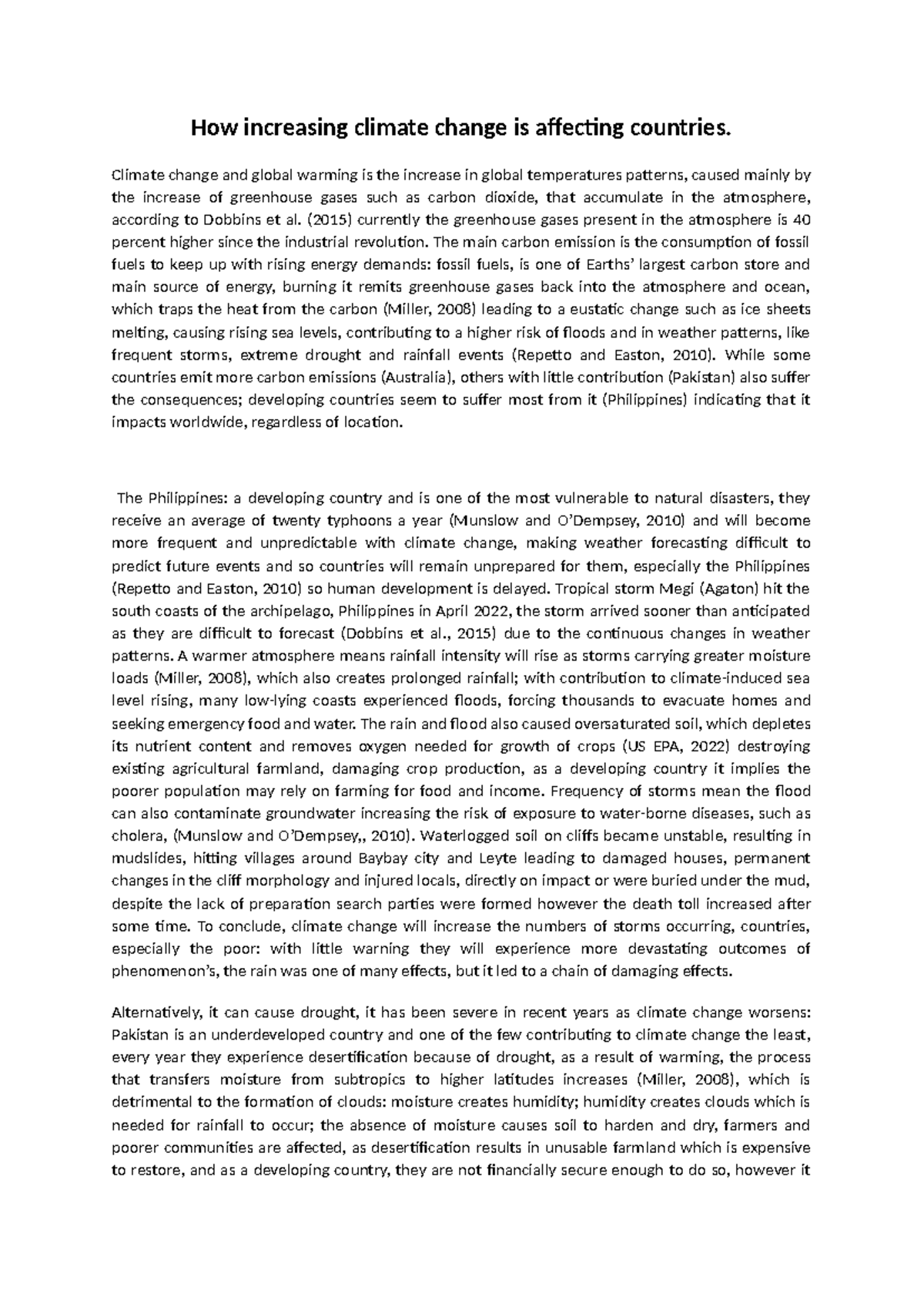 1500 word essay - How increasing climate change is affecting countries ...