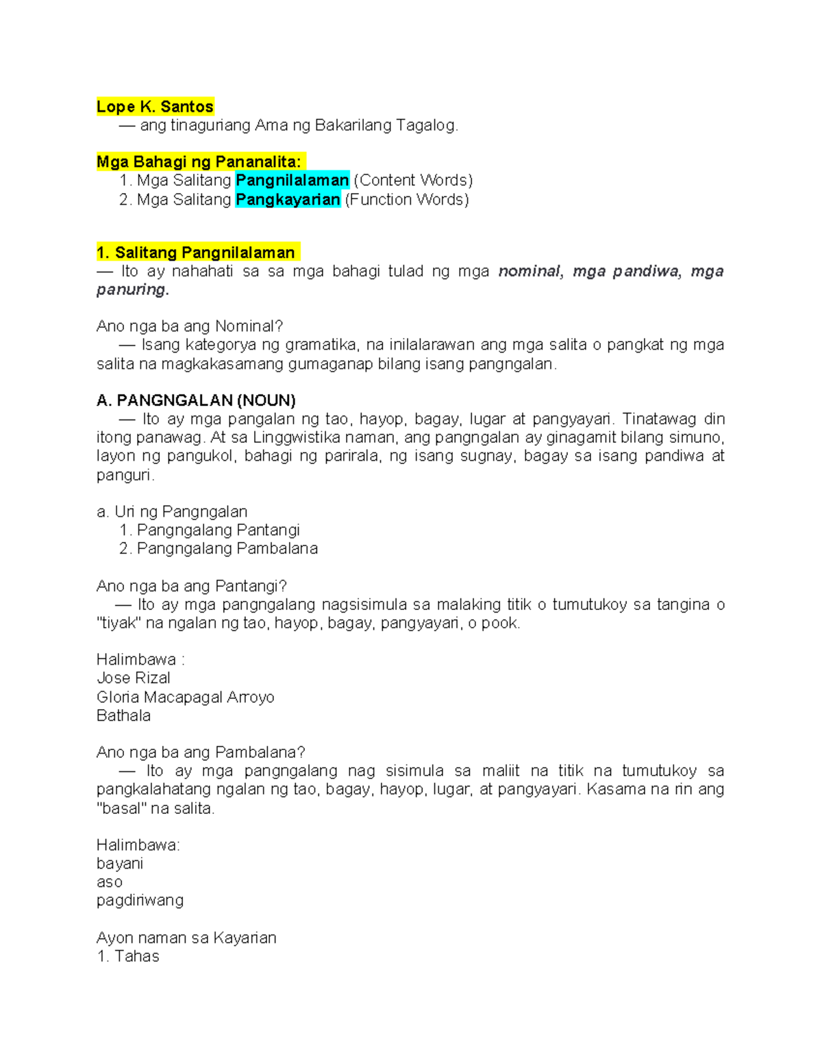 Salitang- Pangnilalaman- Complete - Lope K. Santos — ang tinaguriang ...