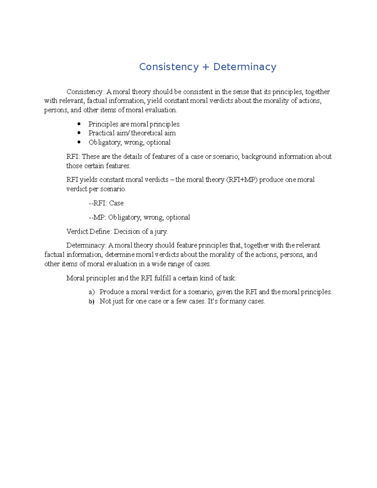 Consistency and Determinacy Lecture Notes - Consistency + Determinacy ...