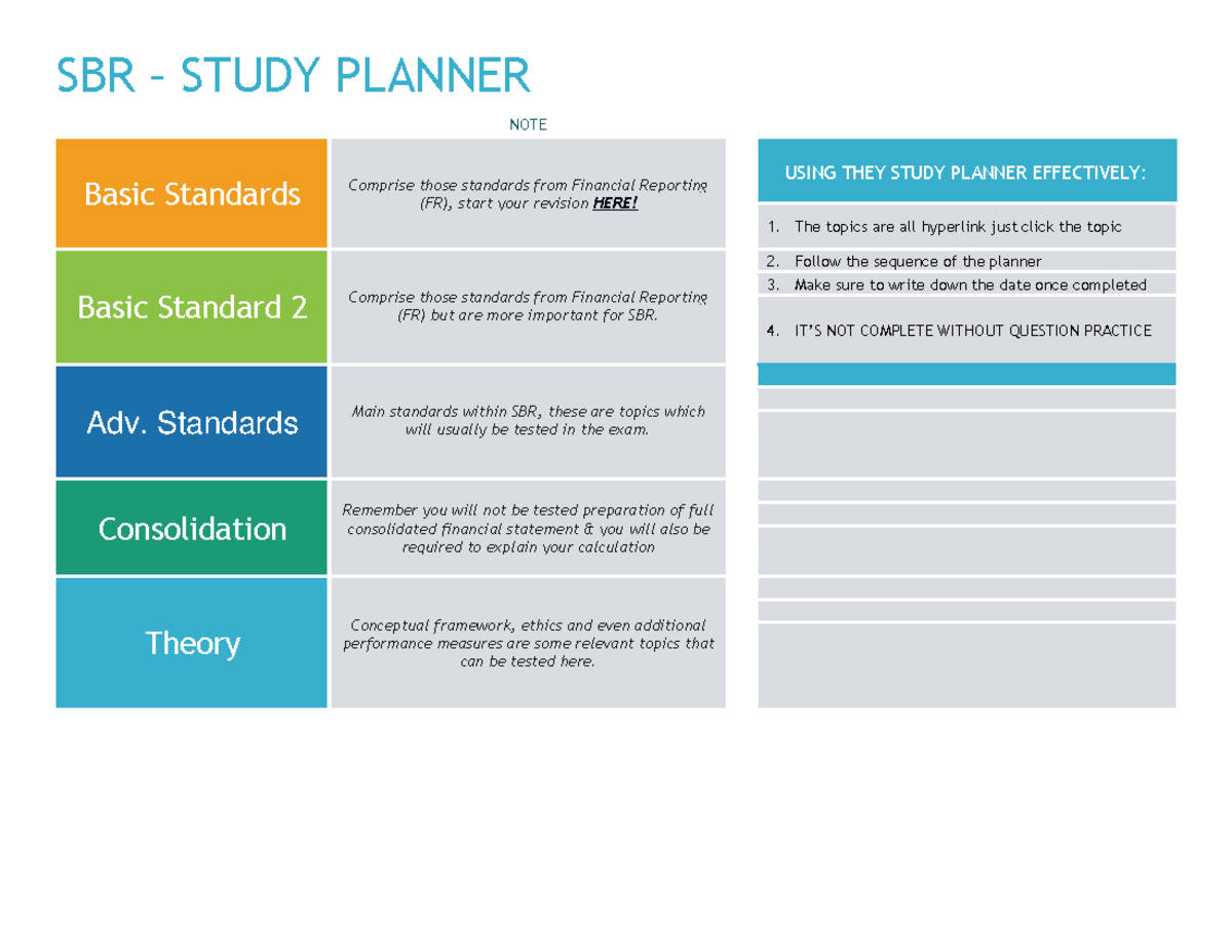 SBR-Study-Planner - SBR-Study-Planner - SBR – STUDY PLANNER NOTE Basic Standards Comprise those ...