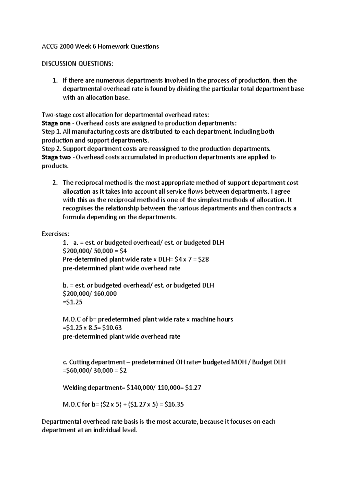 ACCG 2000 Week 6 Homework Questions - ACCG 2000 Week 6 Homework ...