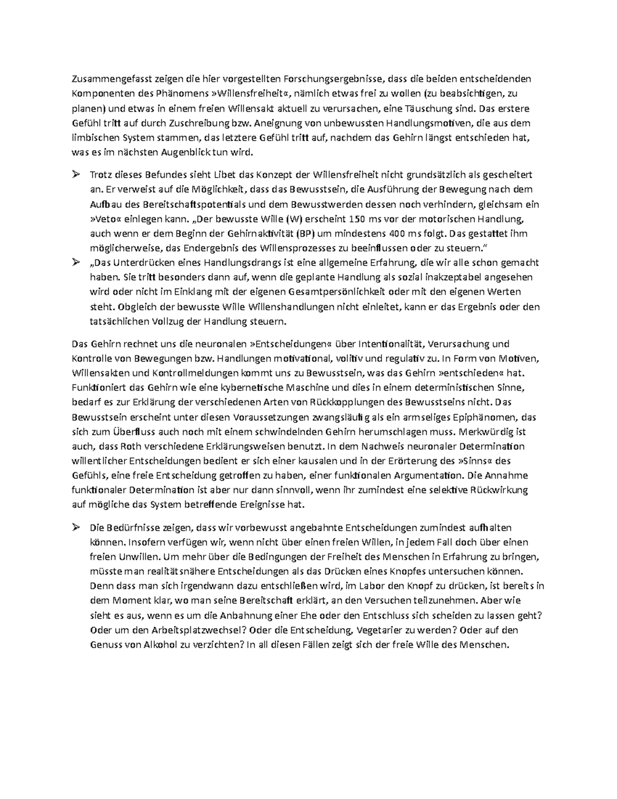 Freiheit oder Determinismus- sind wir frei ? - Zusammengefasst zeigen ...