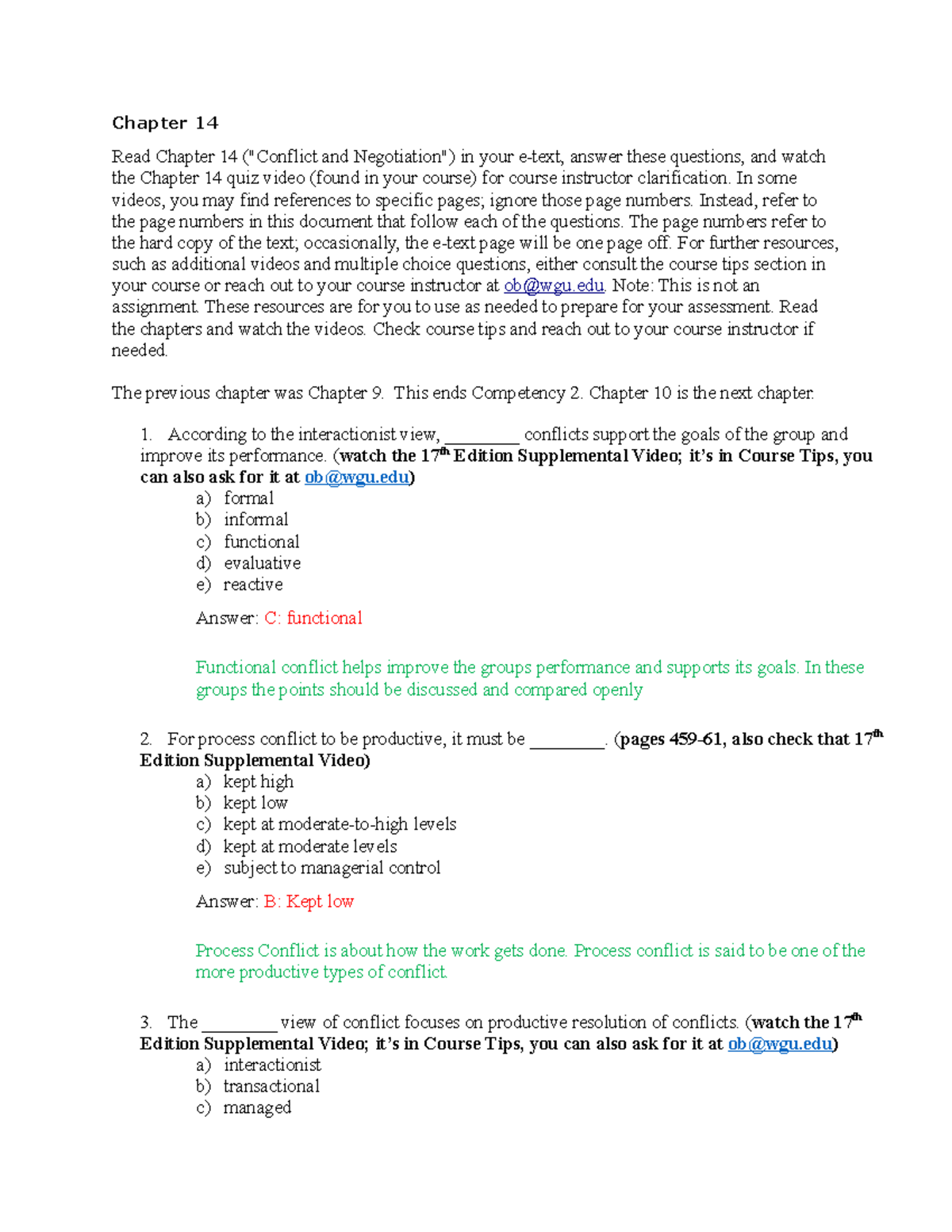 Chapter 14 questions - Chapter 14 Read Chapter 14 ("Conflict and ...