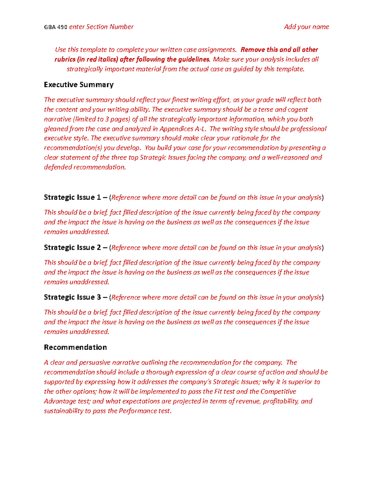 Written Case Template BR - Use this template to complete your written ...