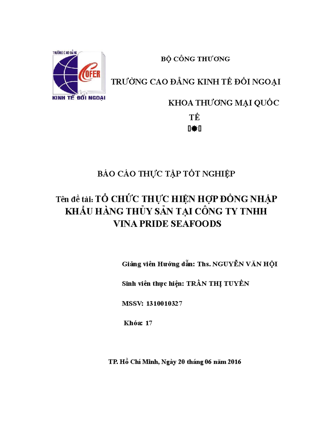 [123doc] - bao-cao-thuc-tap-cofer-xnk - BỘ CÔNG THƯƠNG TRƯỜNG CAO ĐẲNG ...