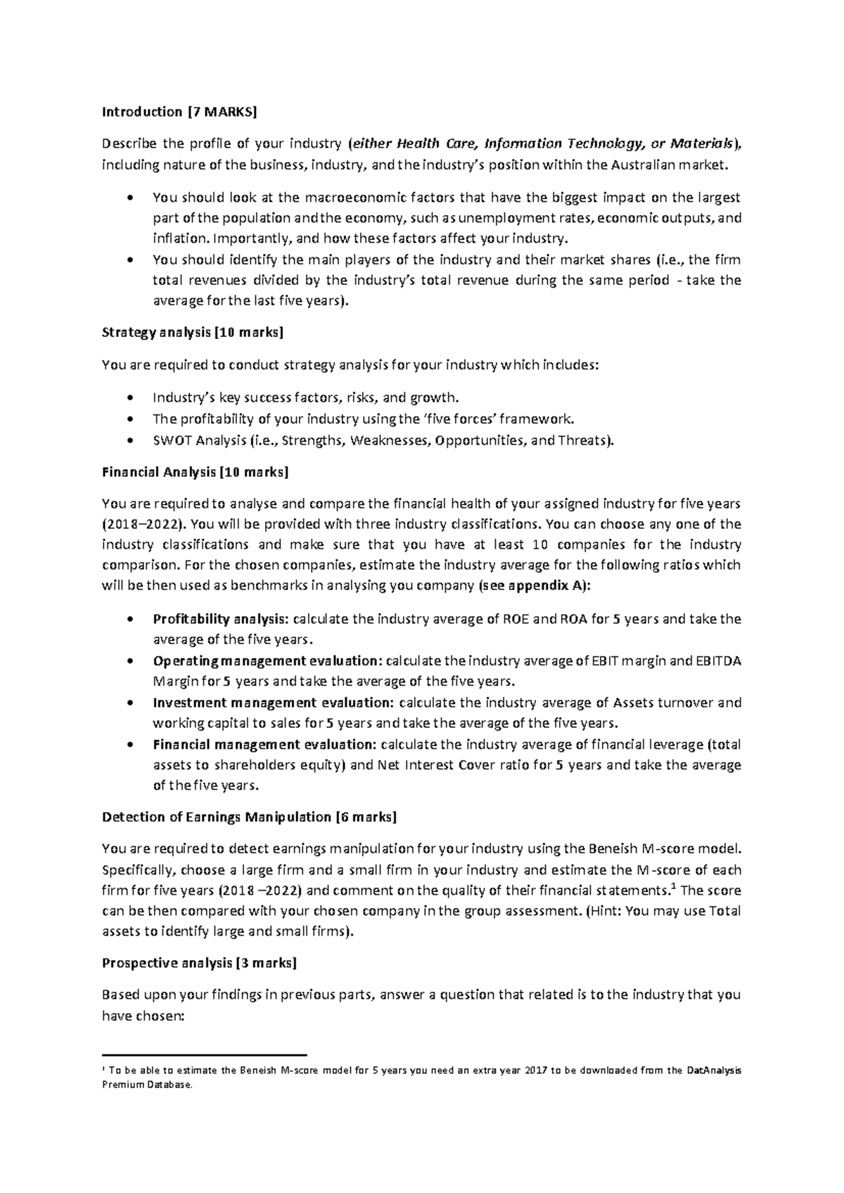 FSA indi transcript - Introduction [ 7 MARKS] Describe the profile of ...