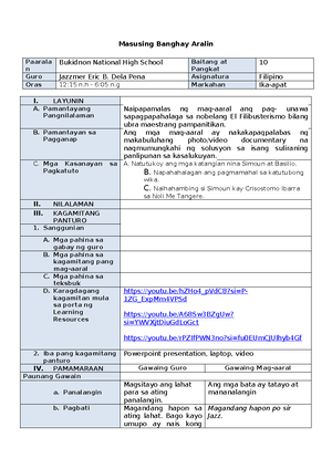 Repleksyon SA FPL - Reflection paper in Filipino - REPLEKSYON Ni ...