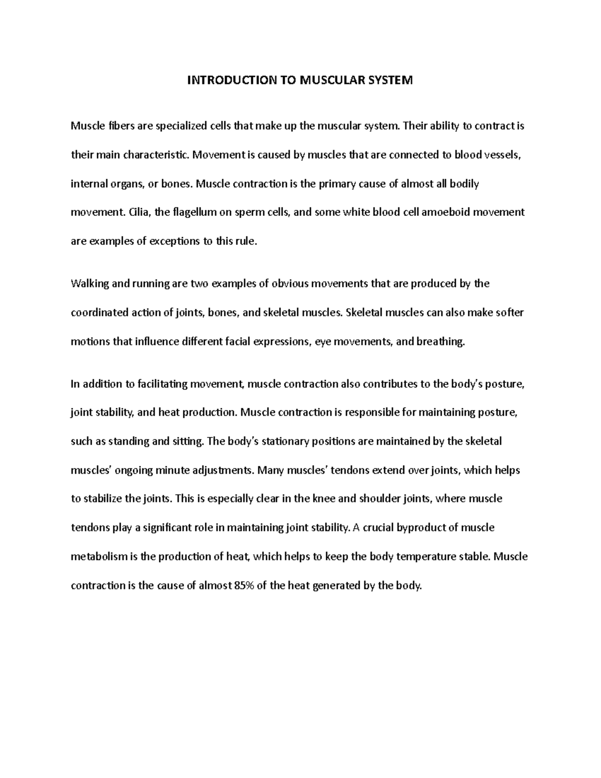 Introduction To Muscular System - INTRODUCTION TO MUSCULAR SYSTEM ...