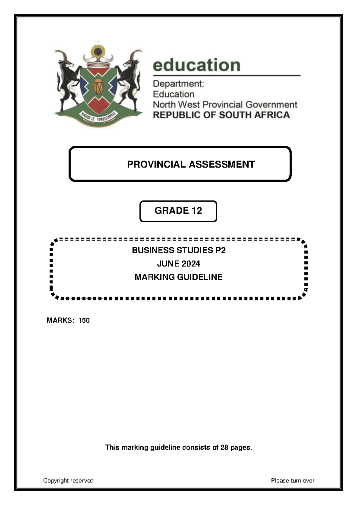10 JUNE S2 NW 12 Business Studies P2 MG ENG JUNE 2024 - MARKS: 150 ...