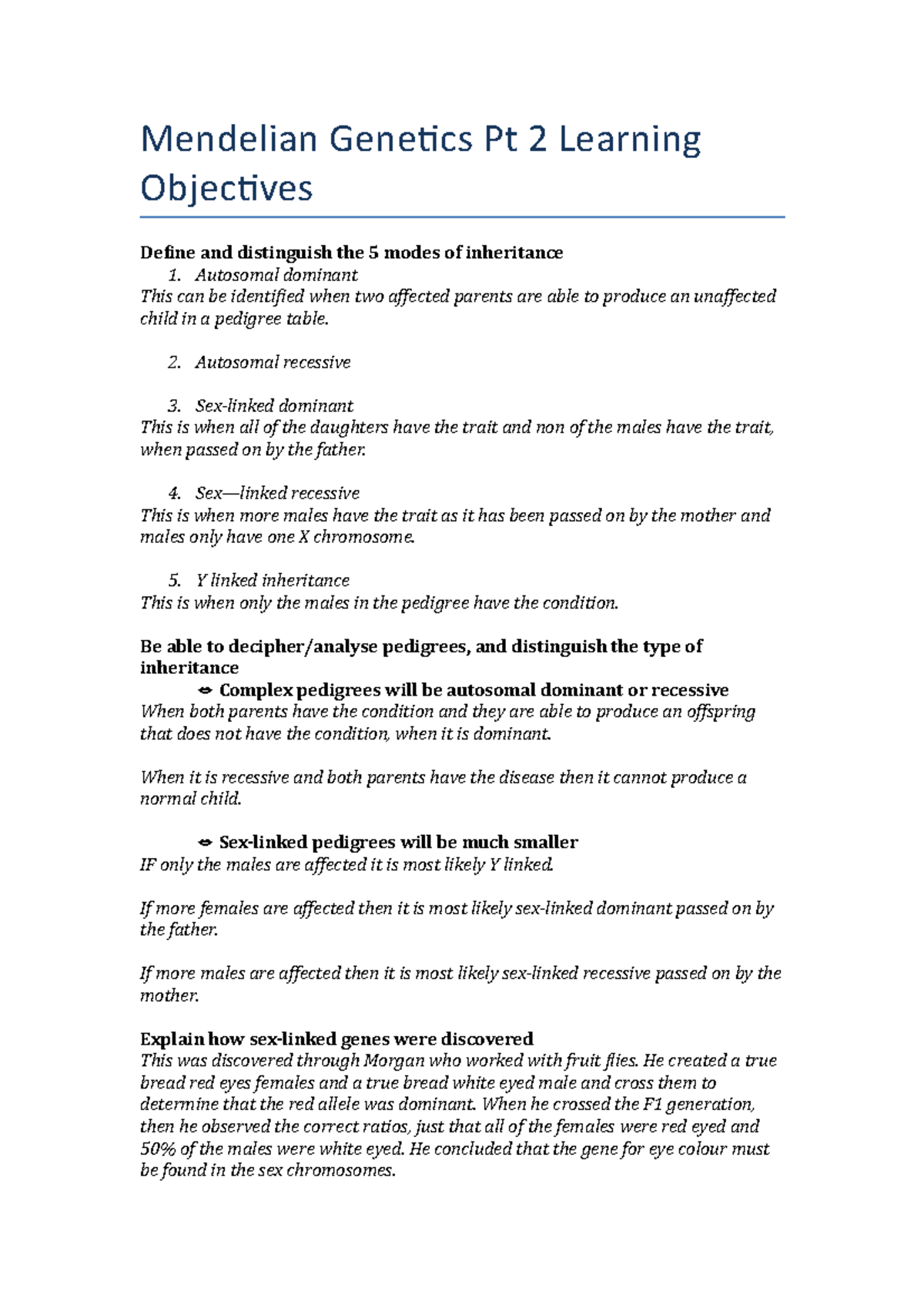 Mendelian Genetics Pt 2 Learning Objectives - Autosomal dominant This ...