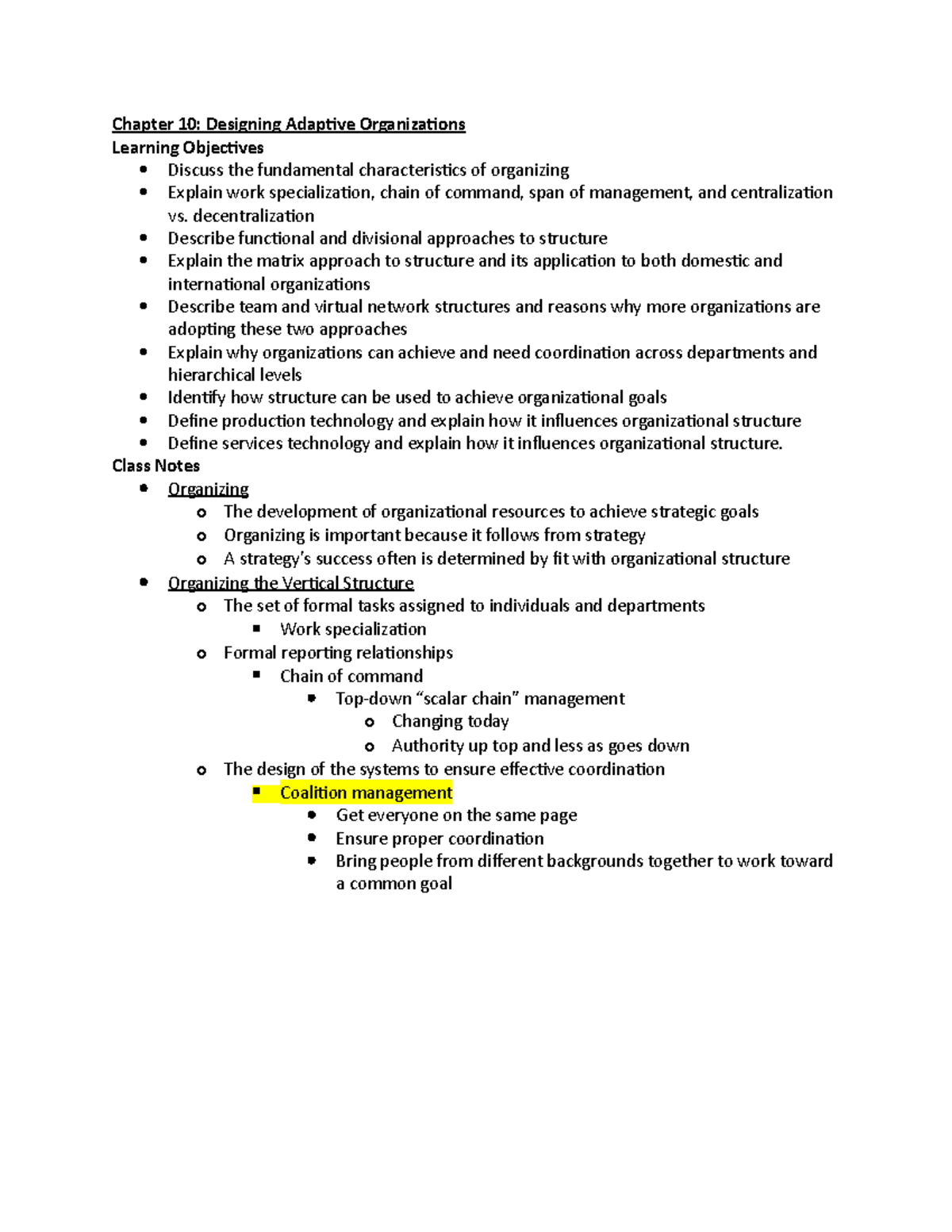 Management, 11th Edition (Richard Daft) Chapter 10 Notes - Chapter 10 ...
