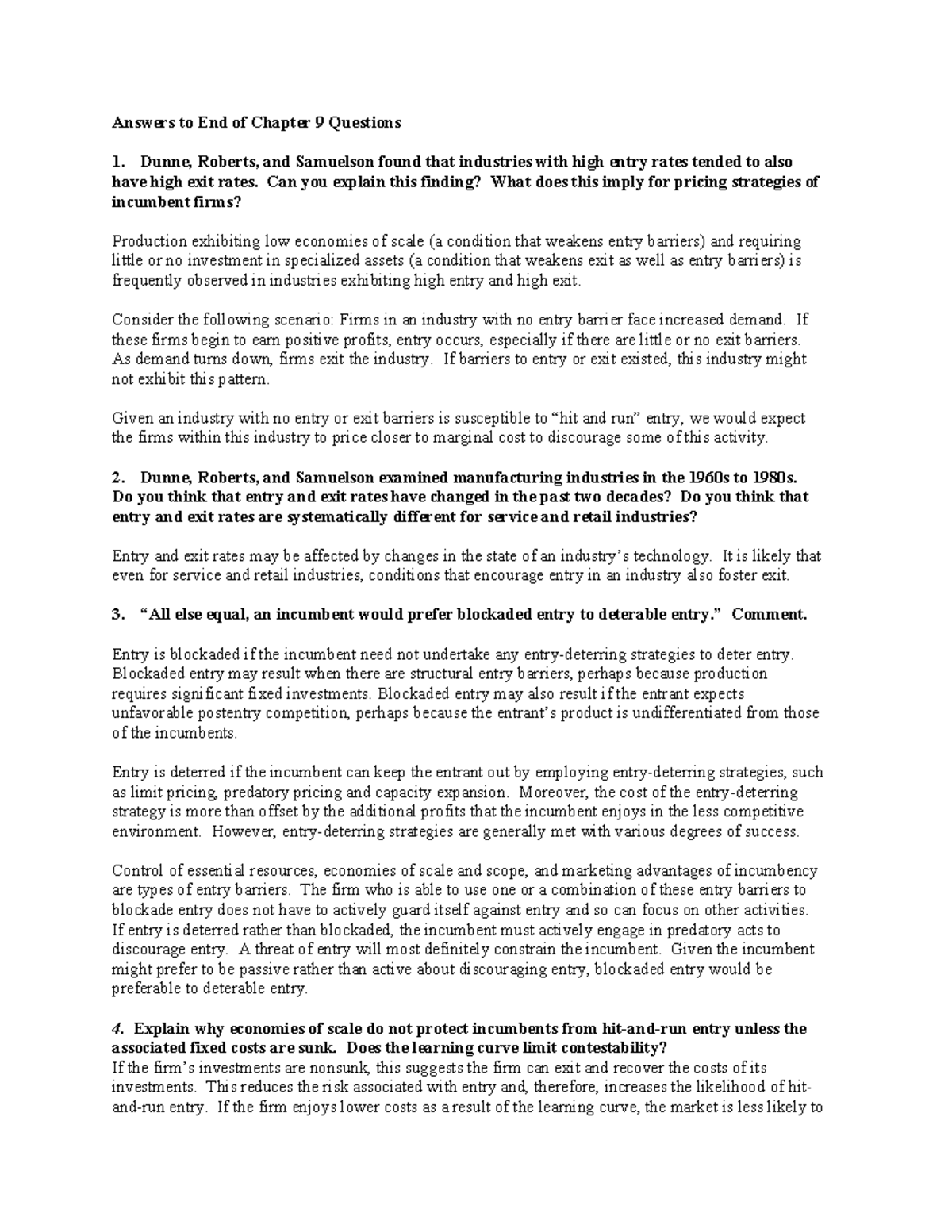 Answers to End of Chapter 9 Questions - Answers to End of Chapter 9 ...